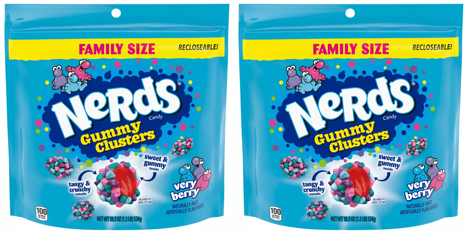 Nerds Candy Gummy Clusters Very Berry Family Size - 18.5oz PACK OF 2 Tangy & Chewy Fruity ...