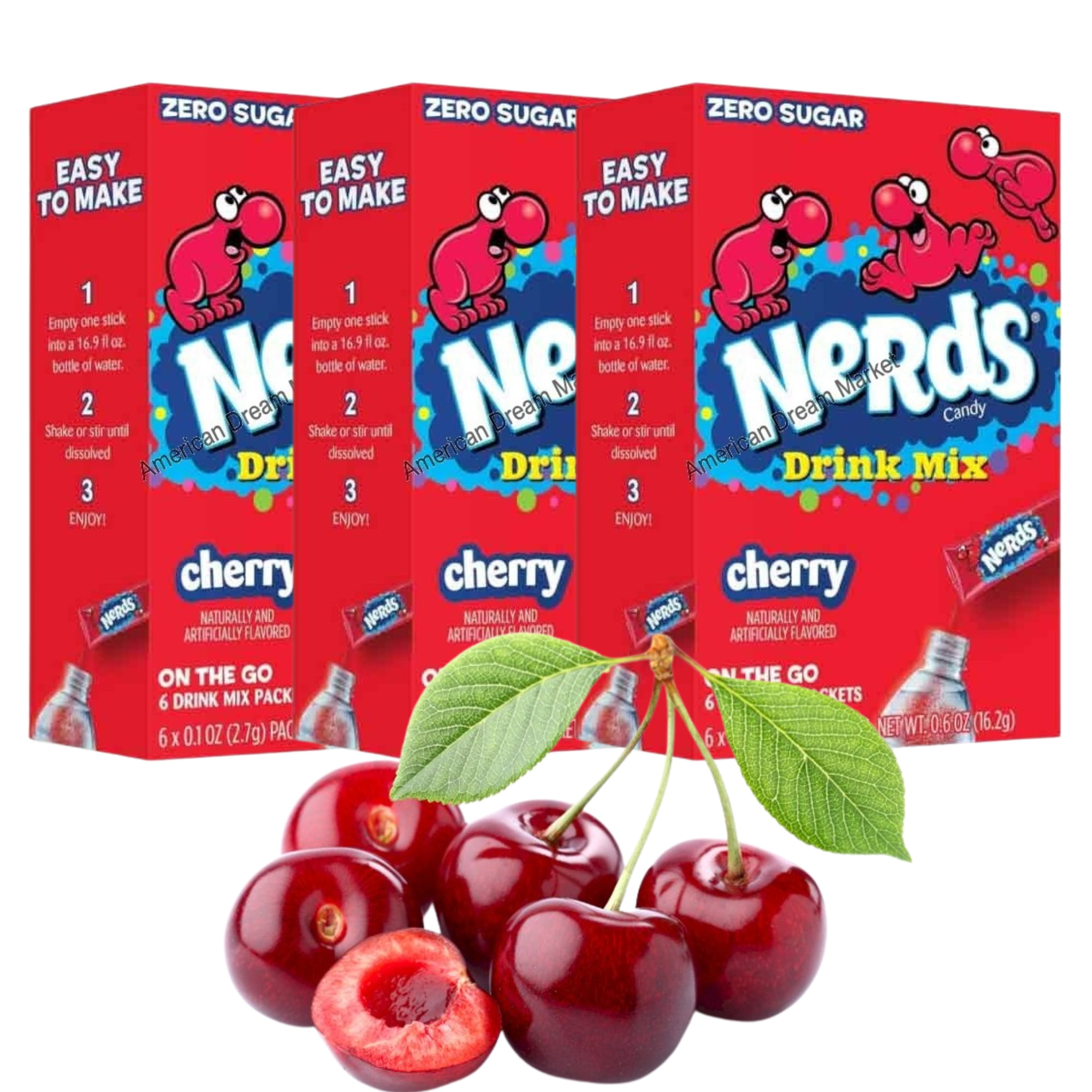 RGSBEBEHOU Nerds Cherry Drink Mix Flavored Powder for Water 6 Sticks ...