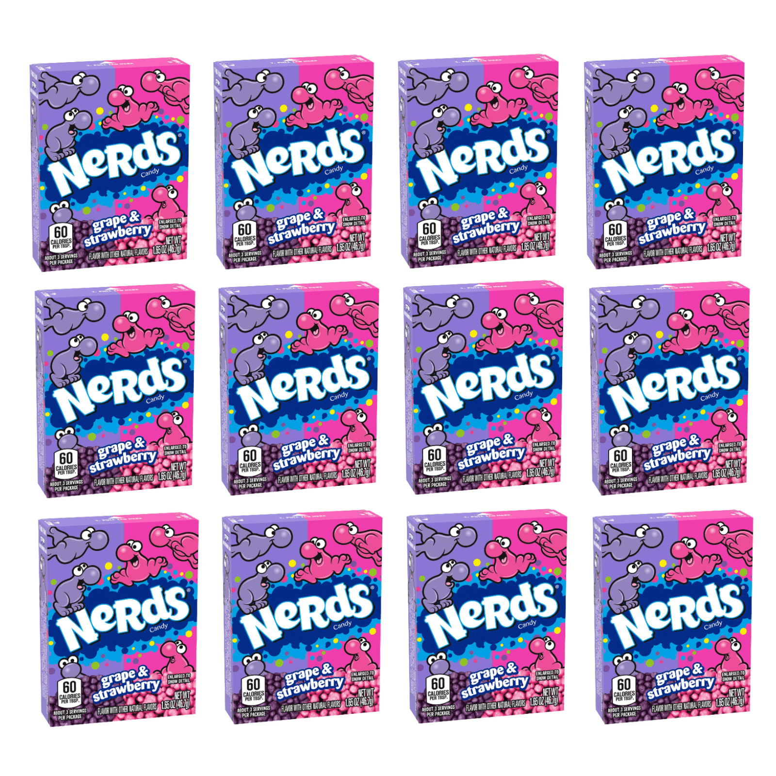 Nerds Grape & Strawberry Candy, 1.65 oz Box (Pack of 12) – Crunchy and ...