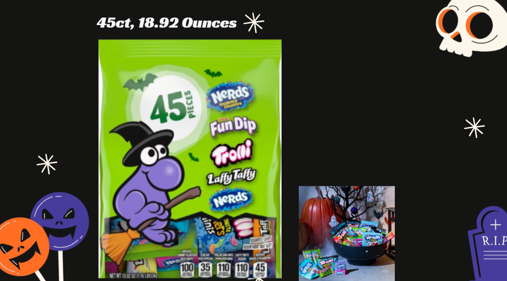 Nerds Halloween Variety Seekers, Halloween Trick-or-Treat Variety Bag ...