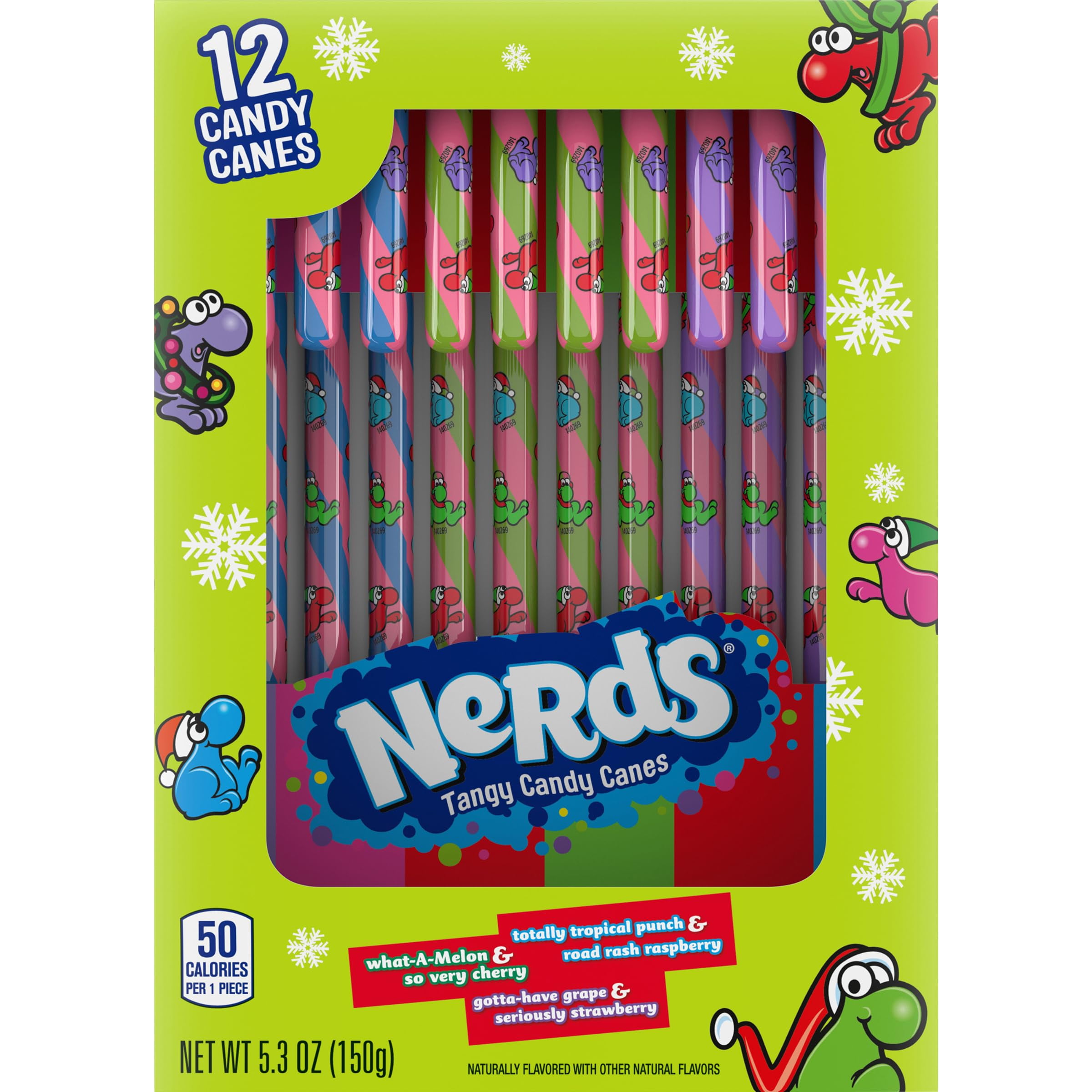 Nerds Holiday Candy Canes, Christmas Stocking Stuffers for Kids, Grape ...