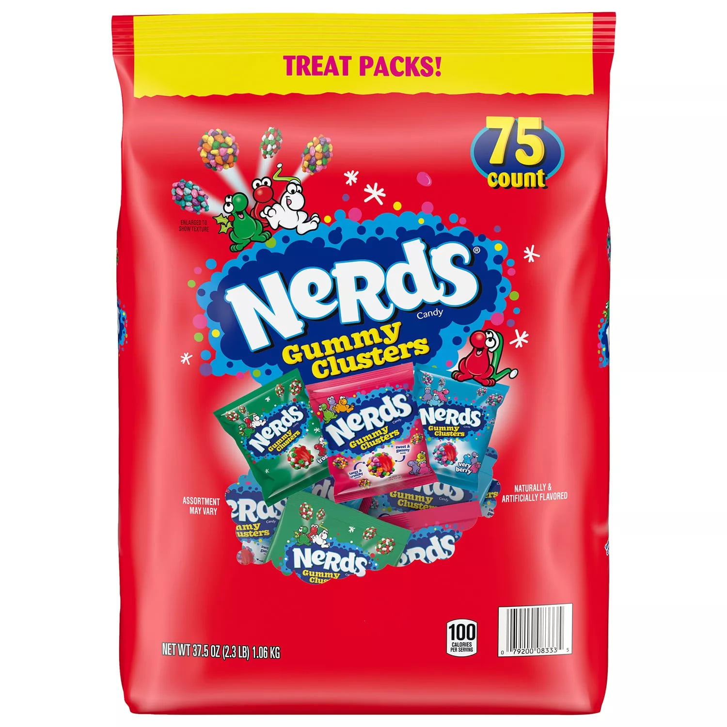 Nerds Holiday Gummy Cluster, Treat Size, 75 Count (37.5 Ounce ...