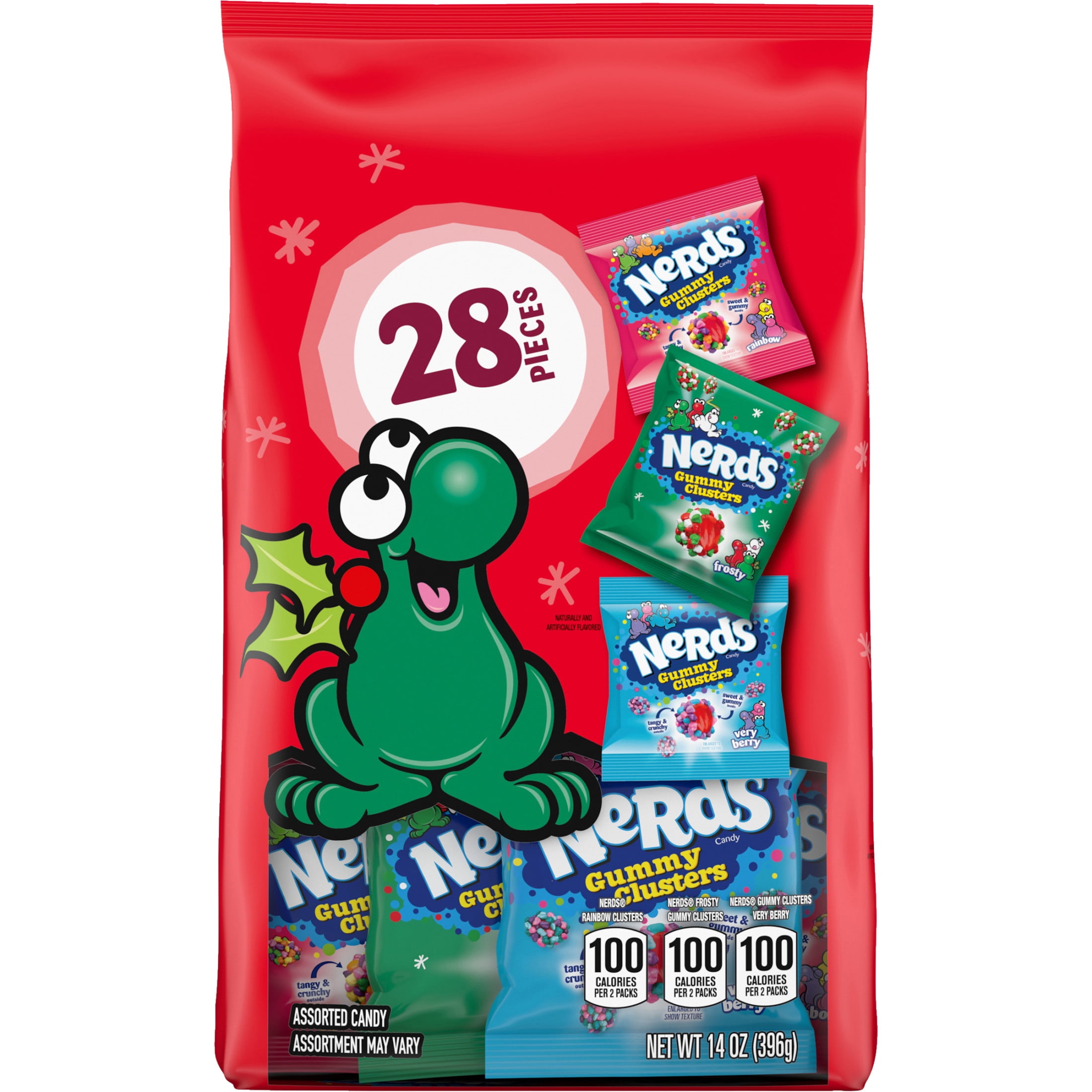 NERDS Gummy Clusters Holiday Assorted Treat Pack, 14 oz, 28 Count ...