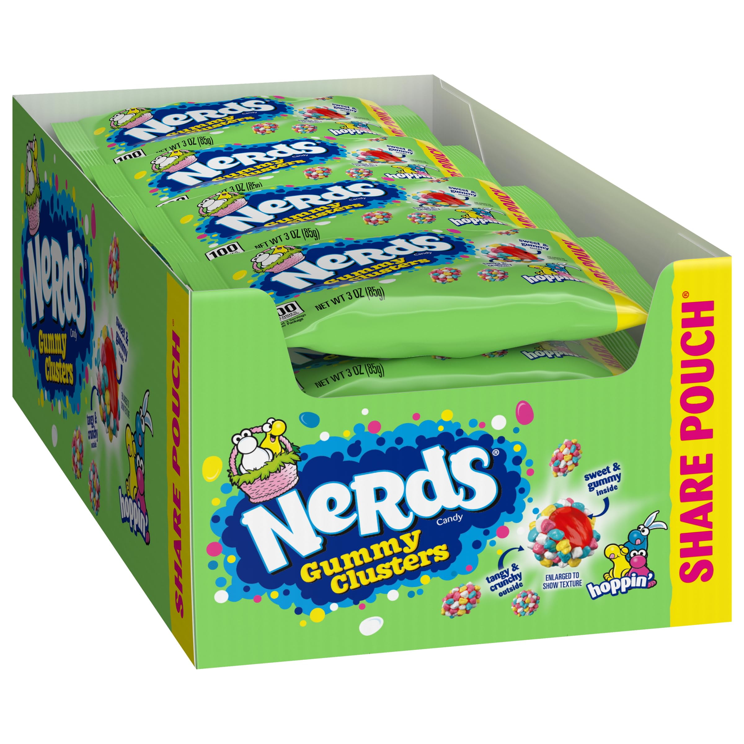 Nerds Hoppin, Gummy Clusters, Easter Candy, 3 Ounce Sharepack, 12 Count ...