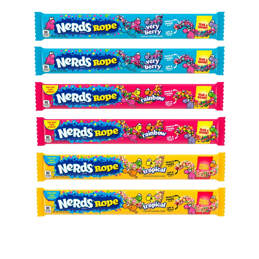 Nerds Rope Variety Bundle (Pack of 6) 2 of Each (Rainbow, Tropical and ...