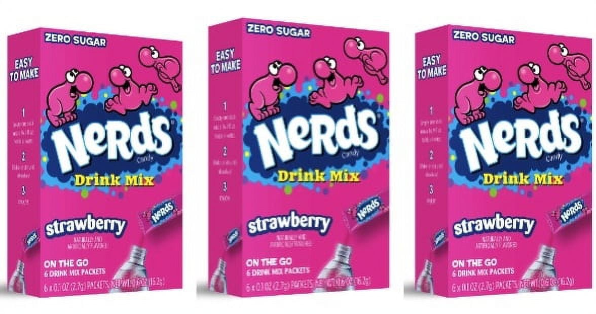 Nerds Singles To Go Strawberry Flavor Powdered Drink Mix Sugar Free Low ...