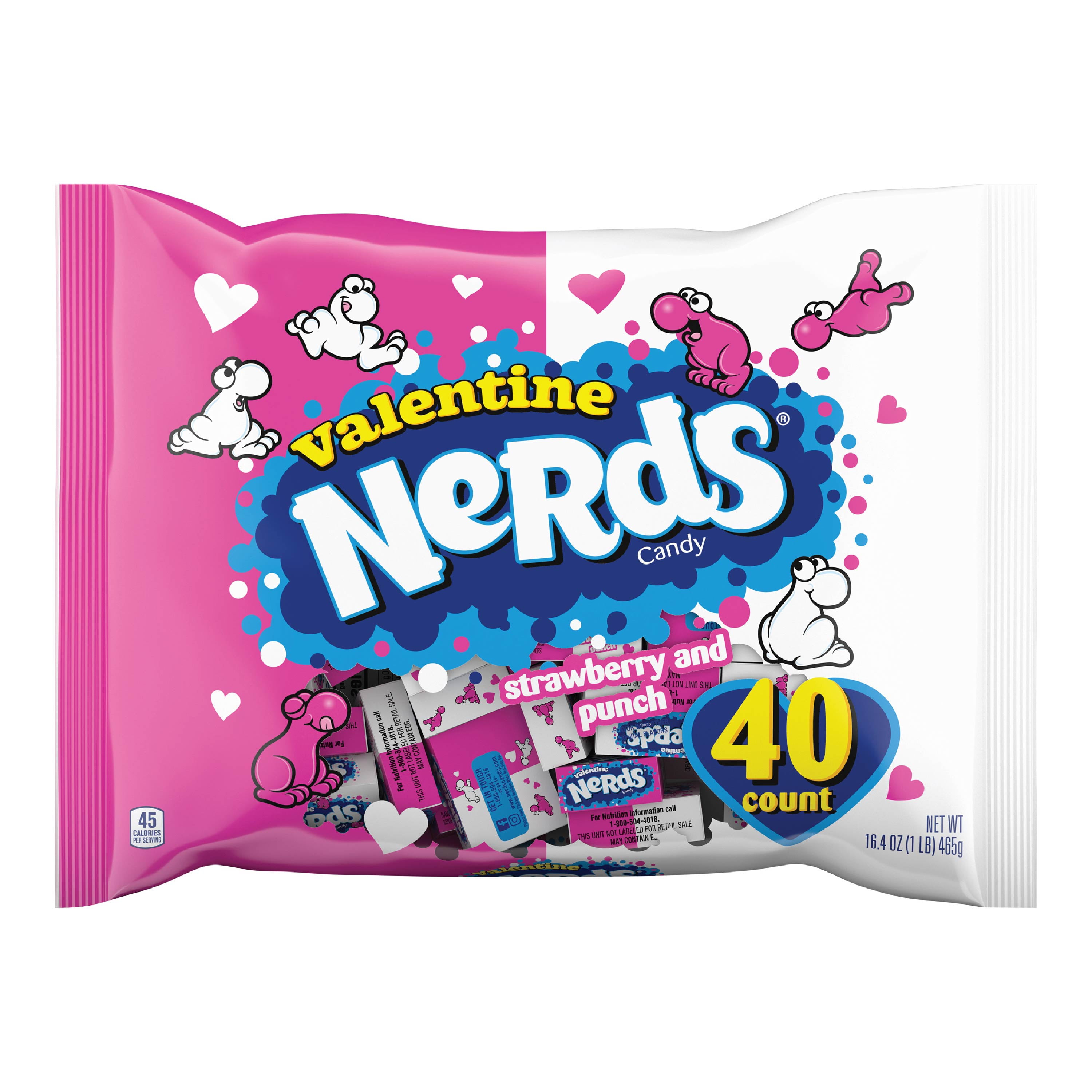 Nerds Valentine's Day Candy, Strawberry and Punch Flavors, 40 Count ...