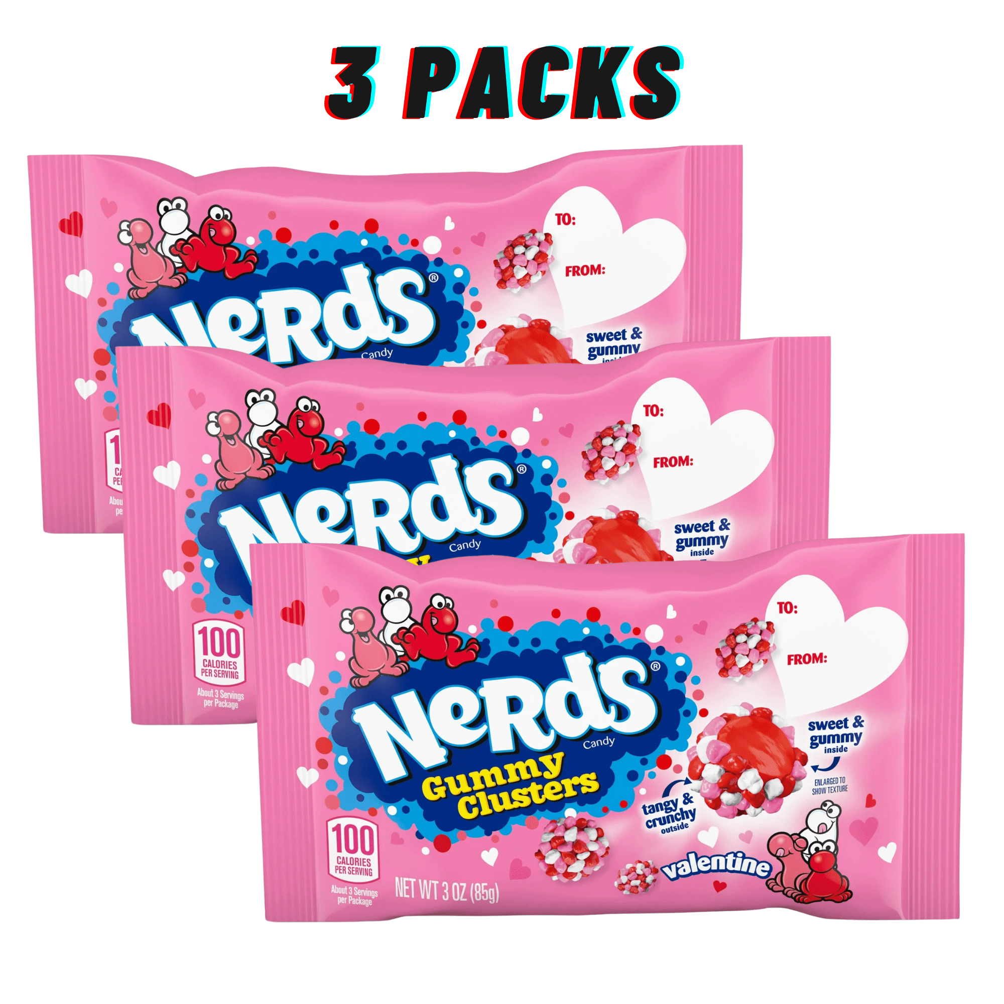 Nerds Valentine's Day Gummy Clusters Candy, 3oz Each (3 Packs ...