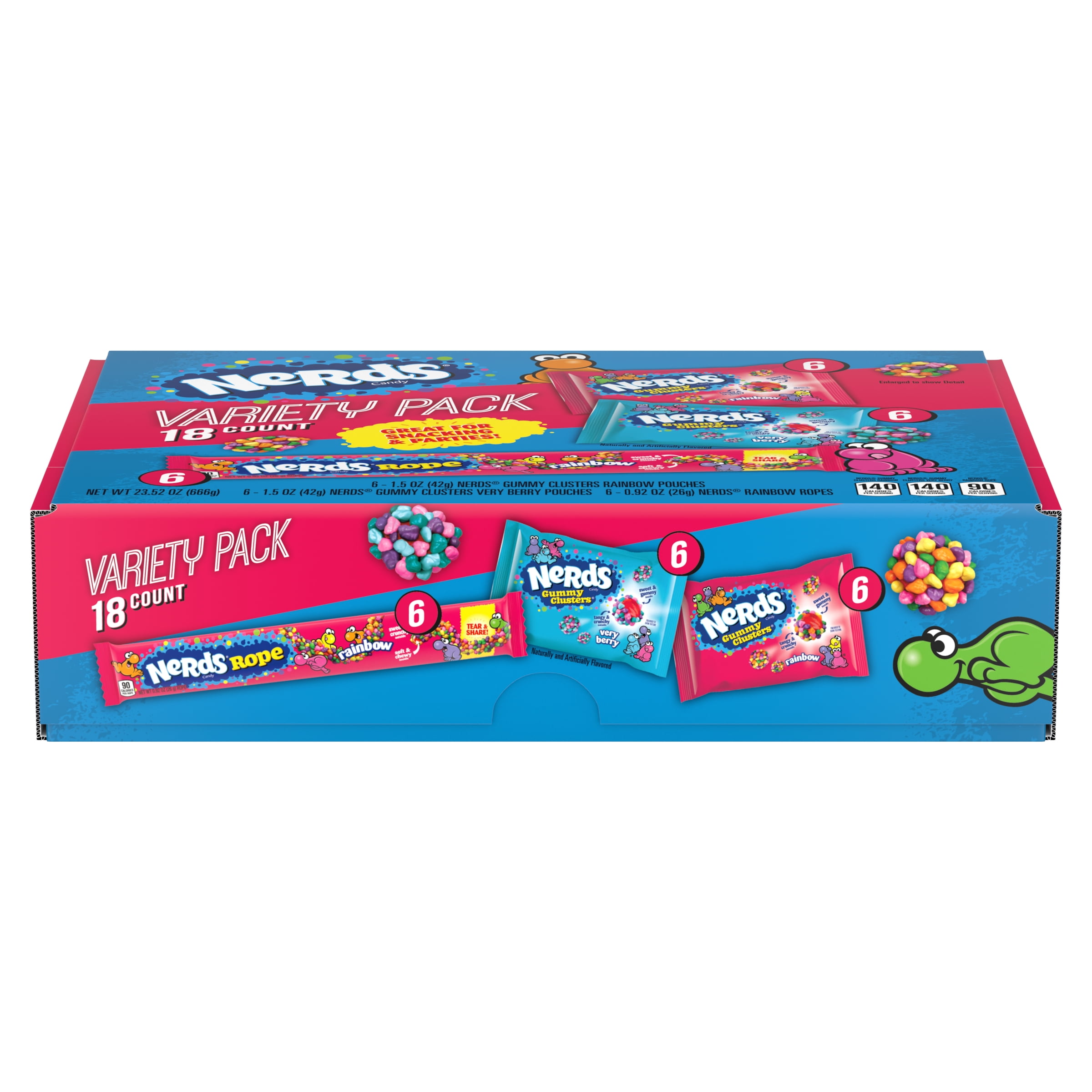 NERDS Gummy Clusters and Nerds Rope Candy Variety Pack, Individually ...