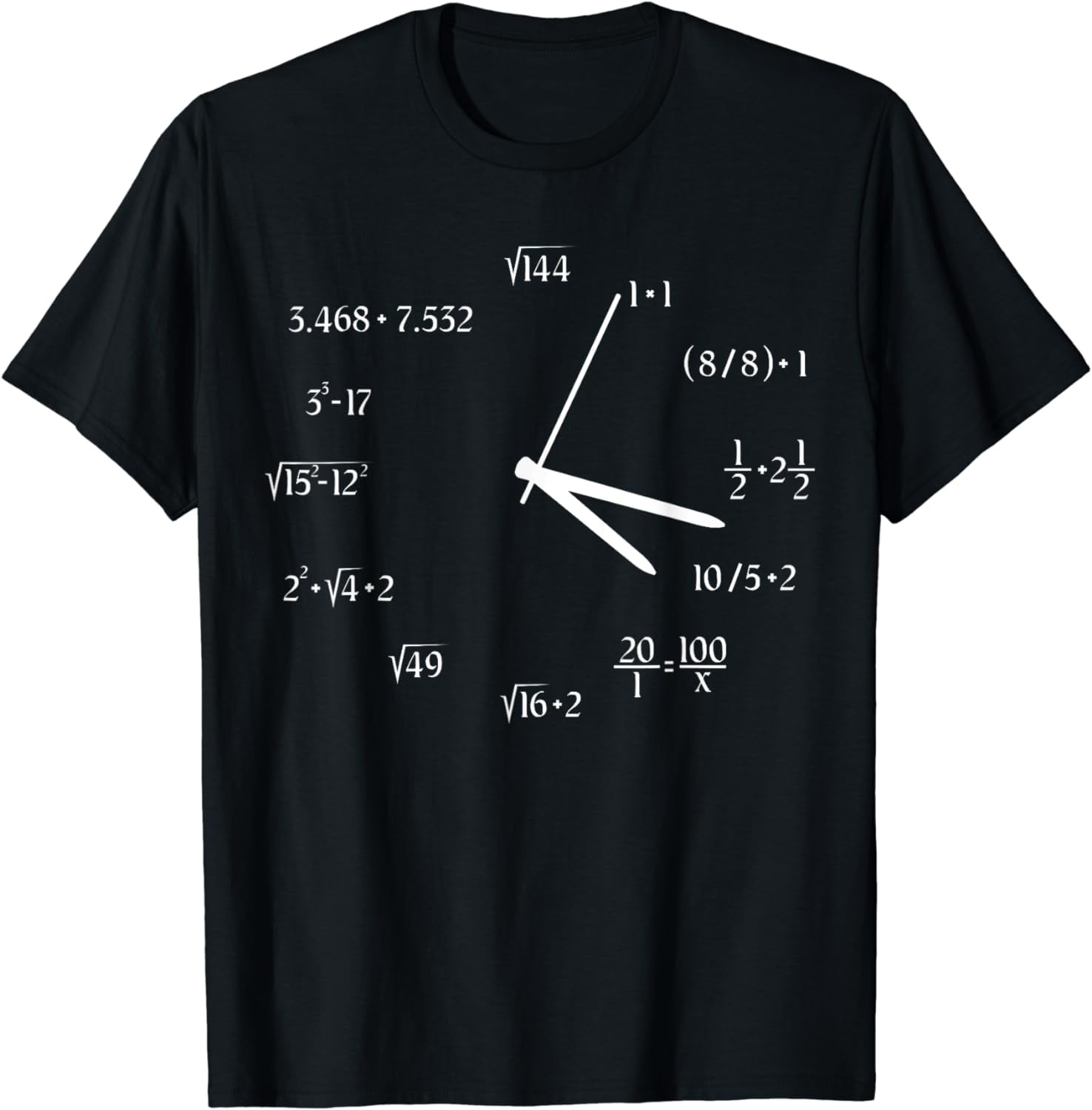 Nerdy Clock Time Math Mathematician Formula School T-Shirt - Walmart.com