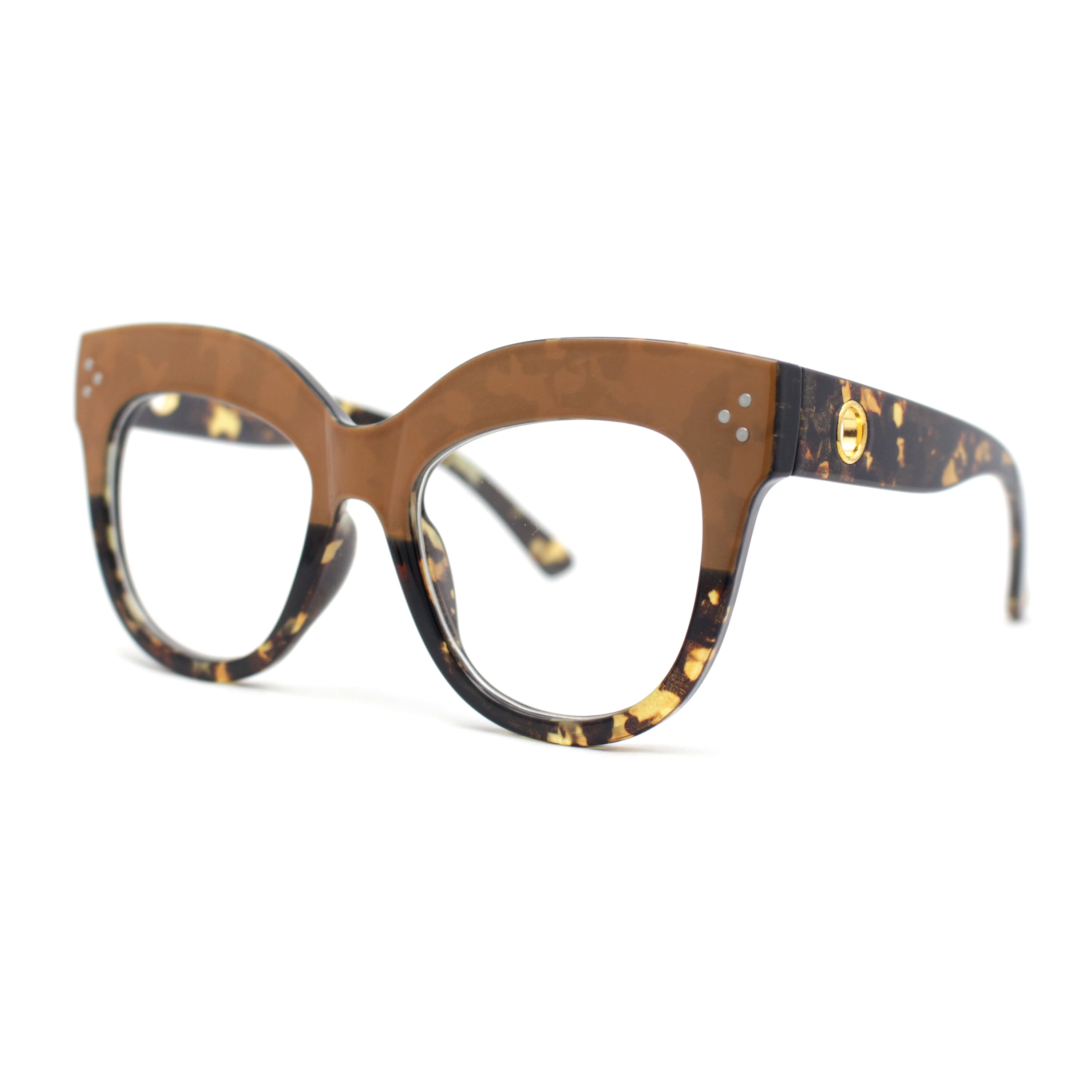 Nerdy Oversized Thick Plastic Horn Rim Blue Light Filter Computer Glasses Beige Dark Tortoise
