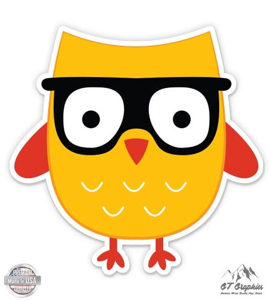 Nerdy Owl - 3" Vinyl Sticker - For Car Laptop I-Pad Phone Helmet Hard ...
