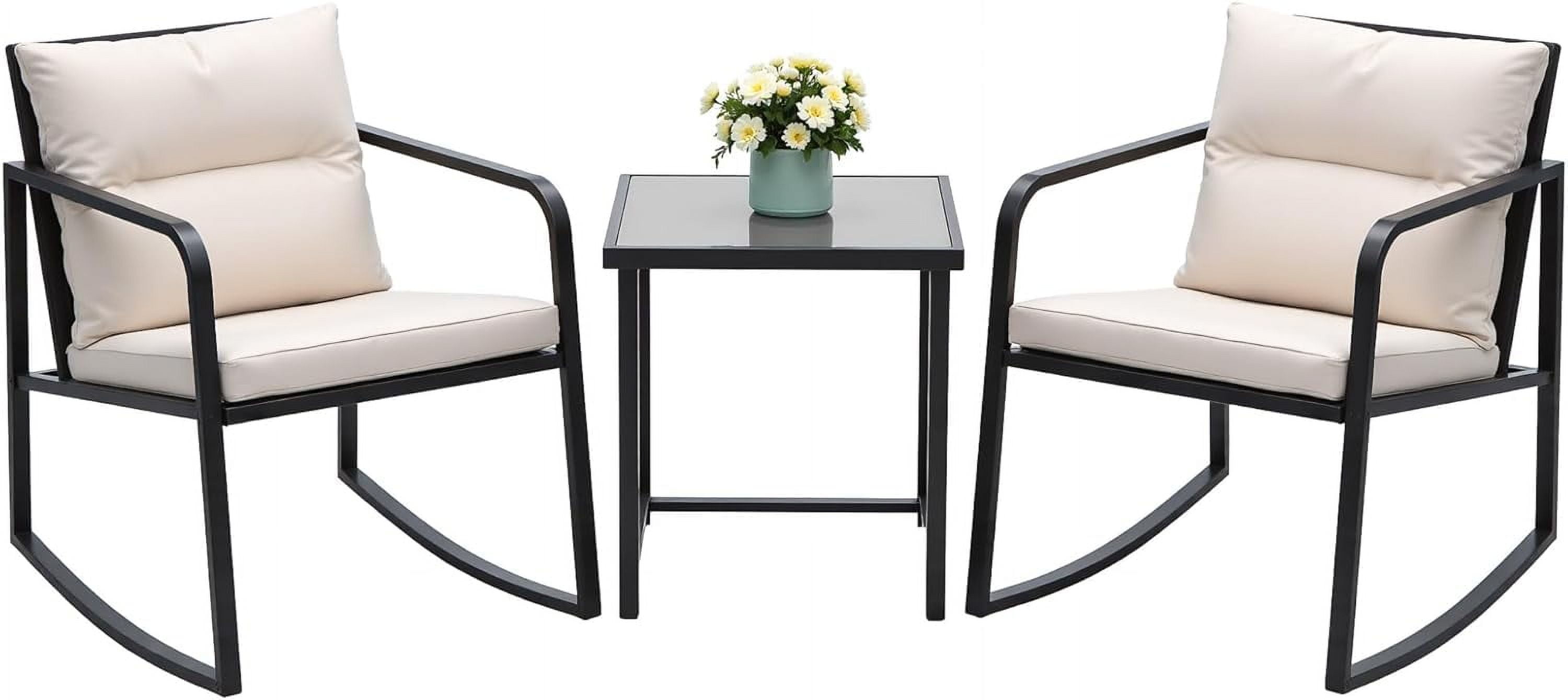 Neretva 3 Piece Rocking Bistro Set Wicker Patio Outdoor Furniture Porch ...