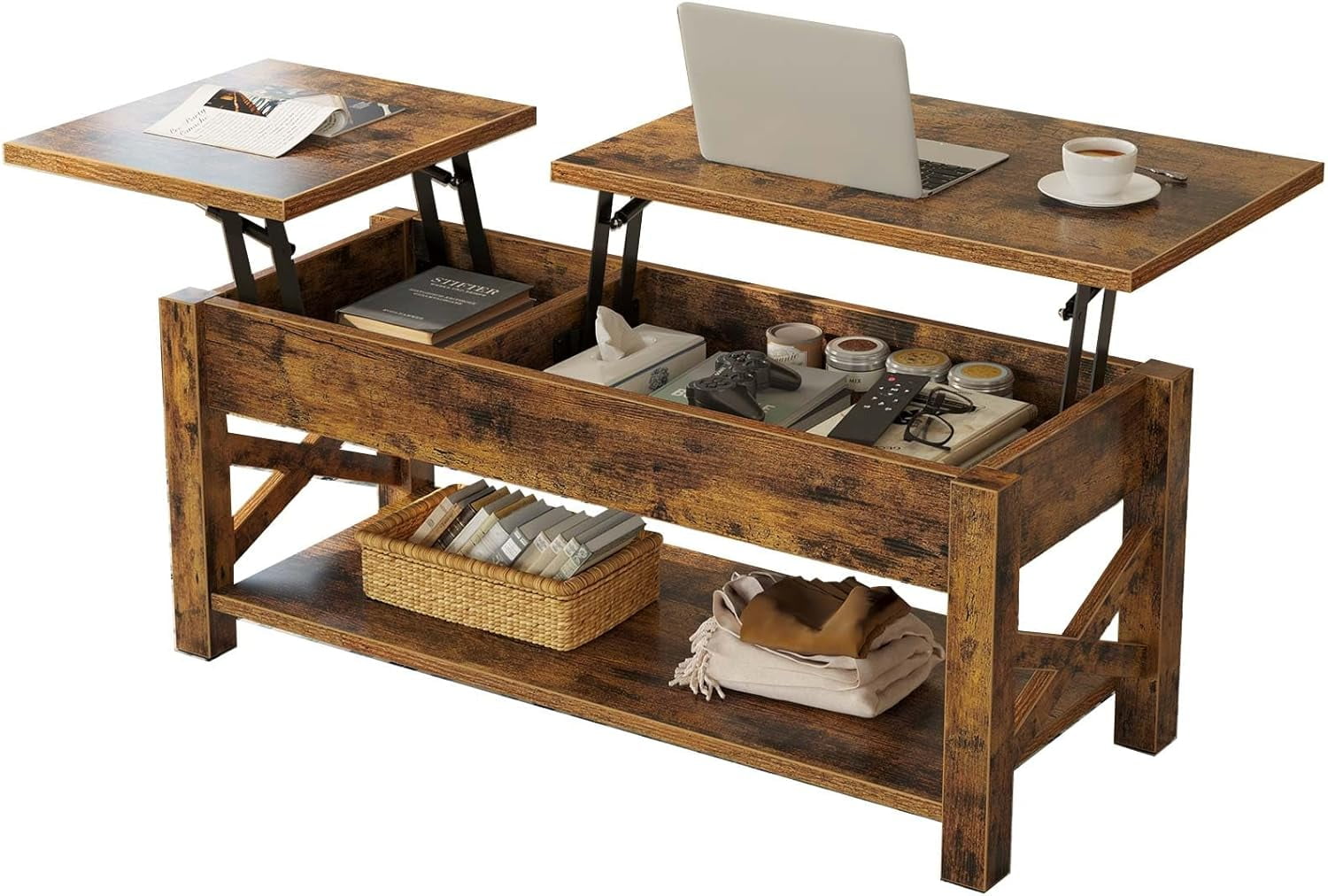 Neretva 47.2" Lift Top Coffee Table with Hidden Compartment, 2 Way Lift ...