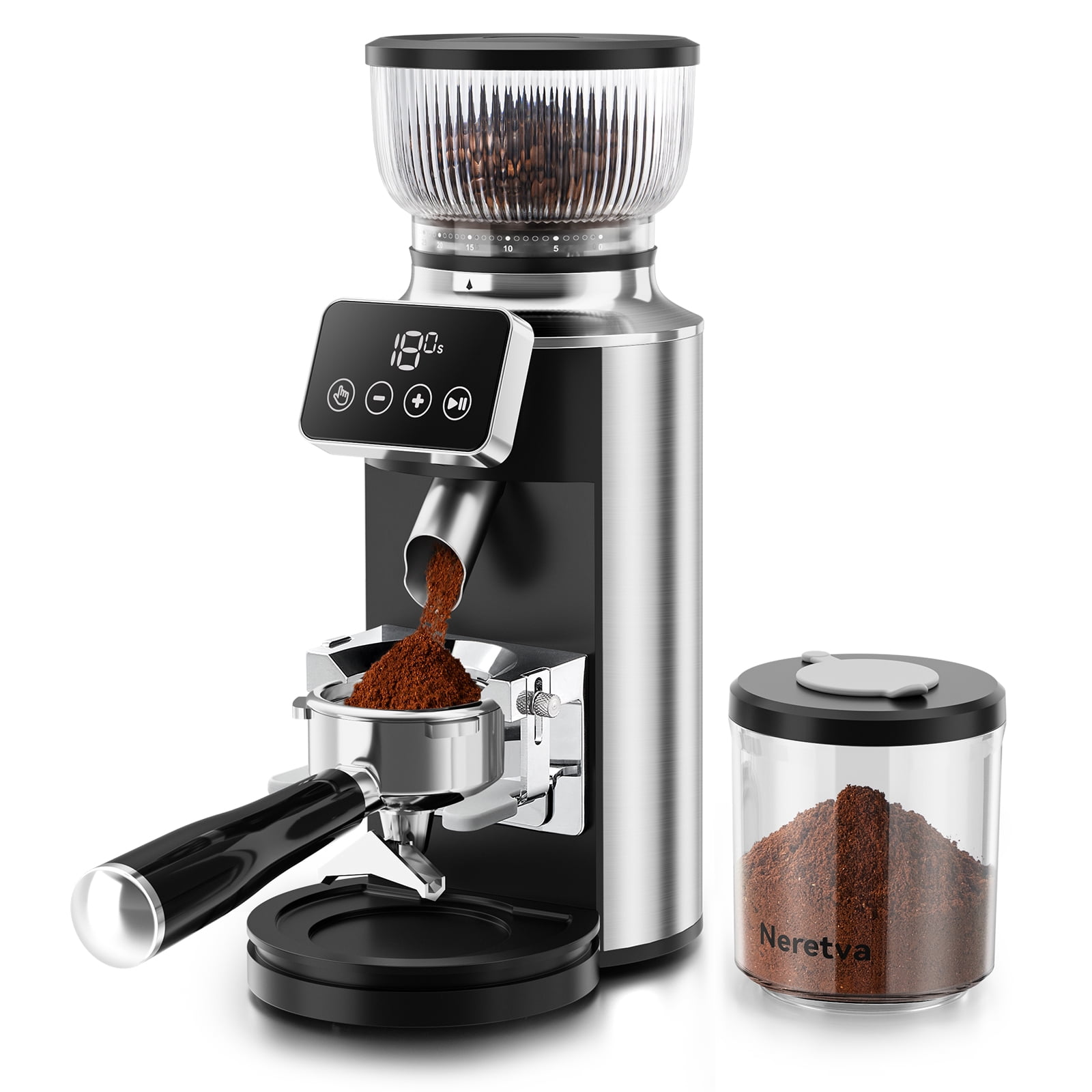 Neretva Burr Coffee Grinder Electric with Portafilter Cradle Coffee ...