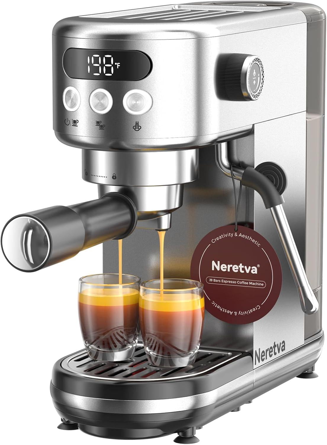 Neretva Espresso Machine 20 Bar, Super Compact Espresso Maker Stainless ...