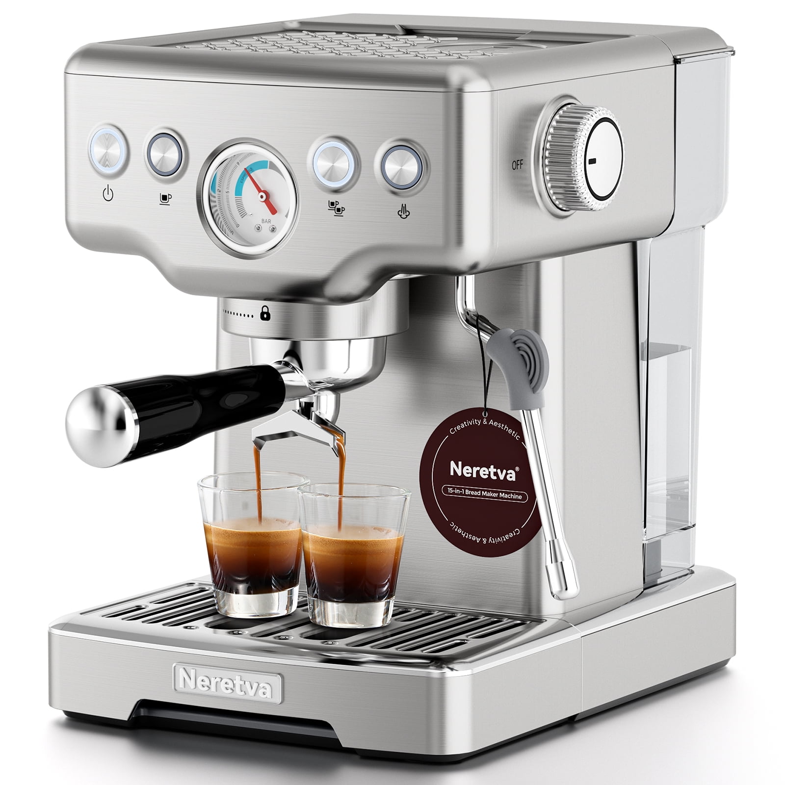 Neretva Espresso Machine 15 Bar Professional Espresso Maker with Milk ...
