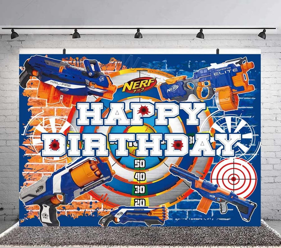 Nerf Backdrop Banner Party Supplies Post Birthday Decorations ...