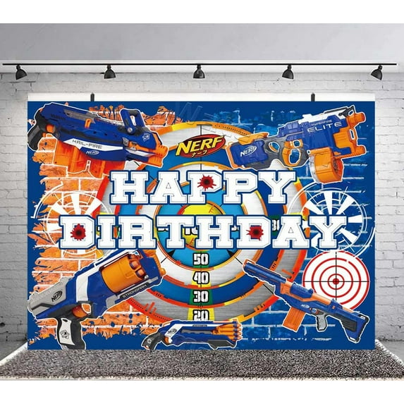 Nerf Backdrop Banner Party Supplies Post Birthday Decorations ...