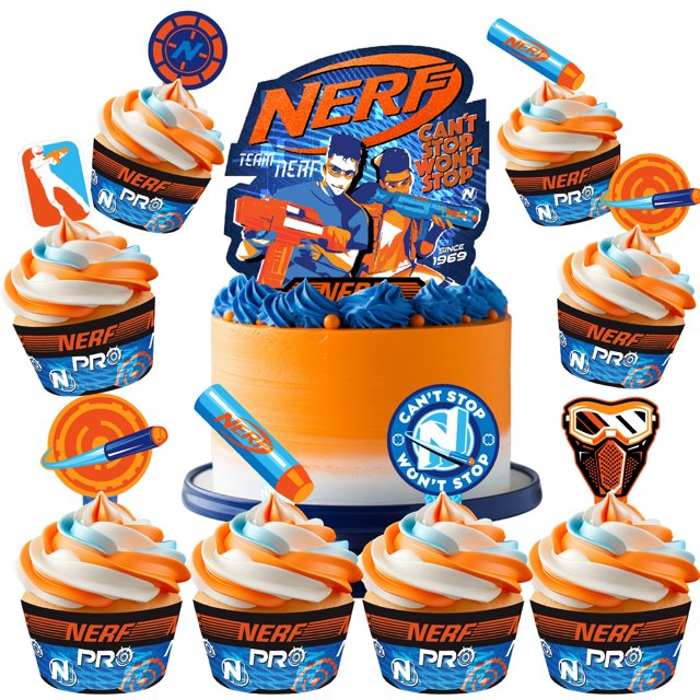 Nerf Cake Topper & Nerf Cupcake Toppers Kit - Walmart.com