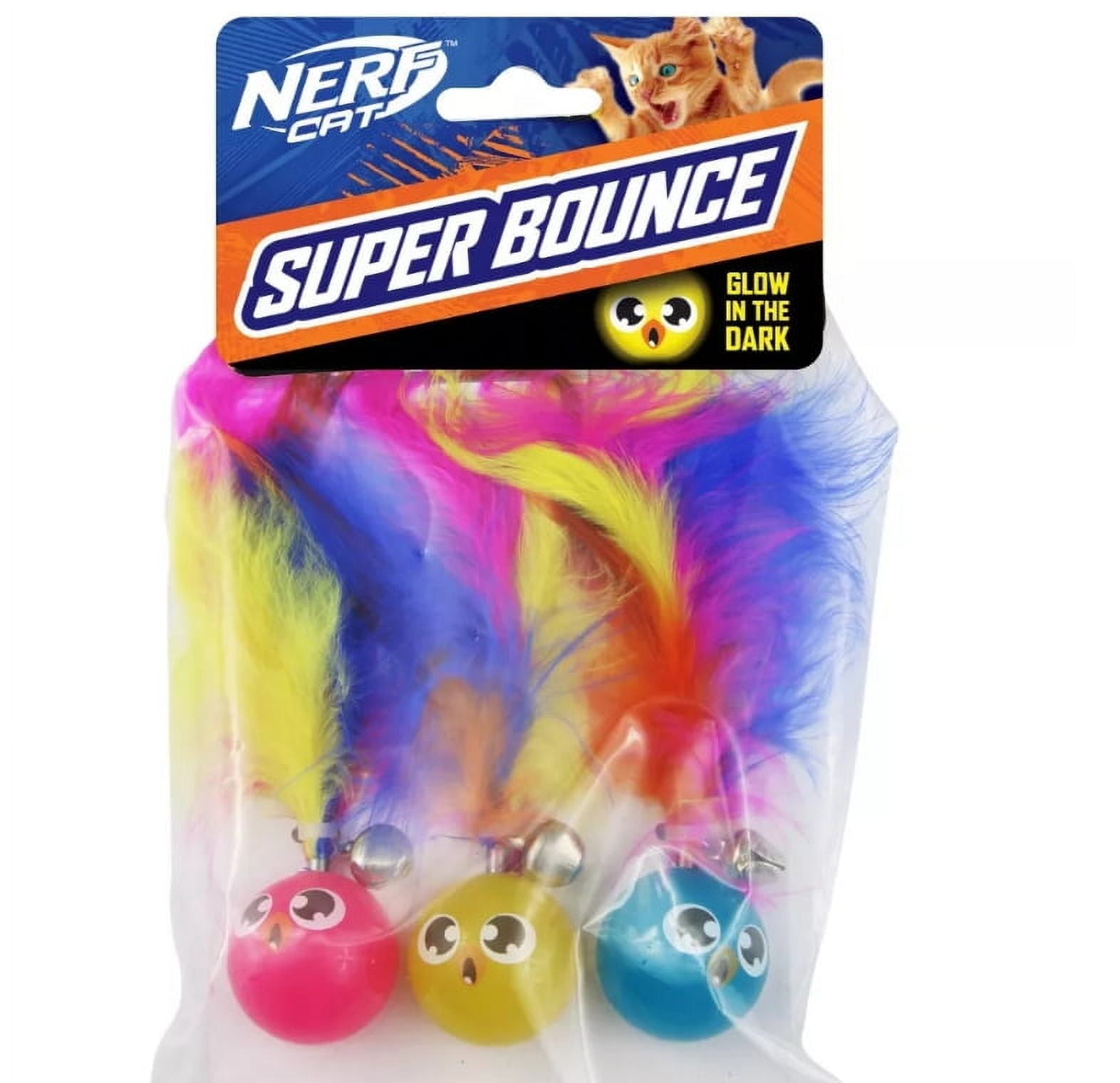 Nerf Cat 1" Super Bounce Ball Bird Cat Toy - 3pk - Walmart.com