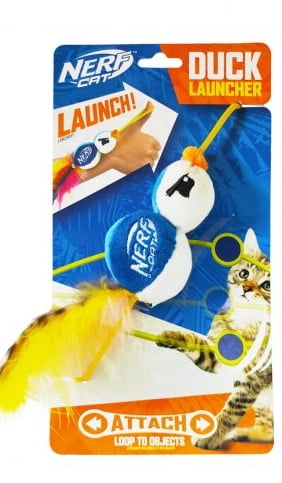 Nerf Cat Duck Launcher Launch Plush Set with Feather & Loop, Blue Duck ...