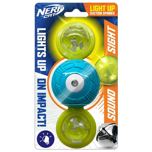 Nerf Cat LED Light Up Rattle Spinner with Bell Cat Toy - Walmart.com