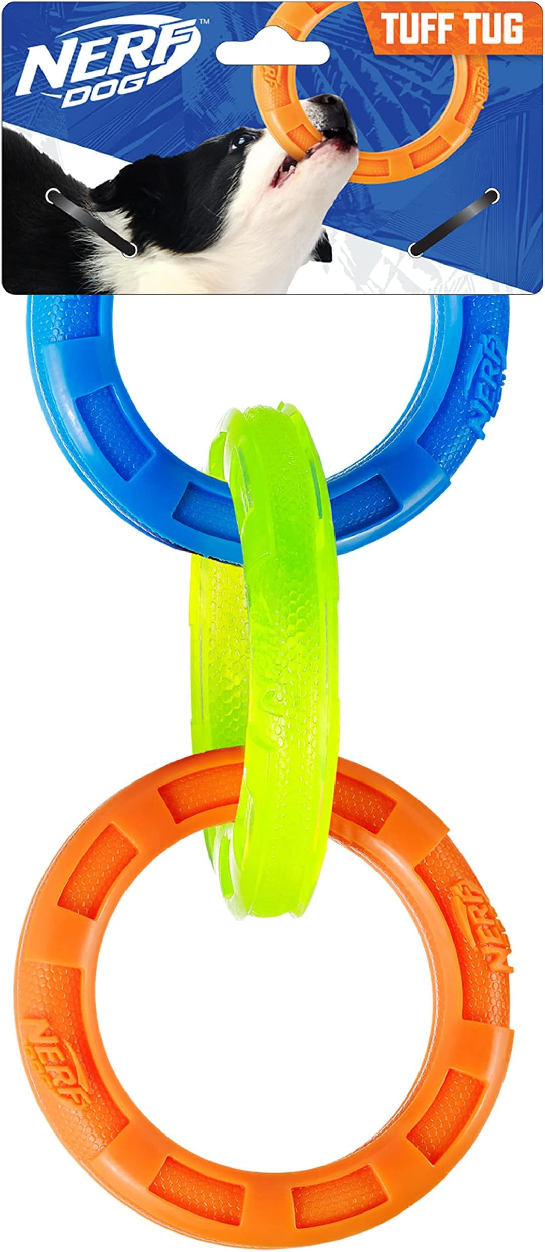 Nerf Dog 11.5in 3-Ring TPR Tug - Blue, Green & Orange - Walmart.com