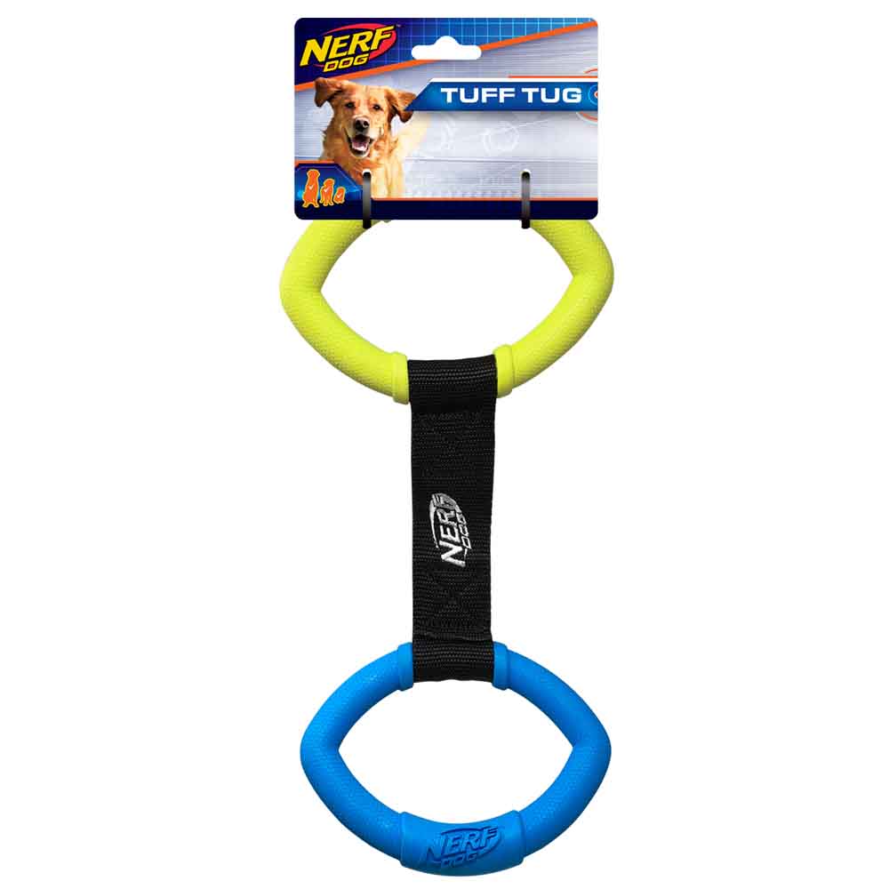 Nerf Dog 13in 2-Ring Strap Tug Dog Toy - Blue/Green - Walmart.com