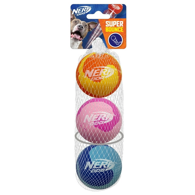 Nerf Dog 2.4-inch Rubber Super Bounce Ball Fetch Dog Toy, 3 Pack ...