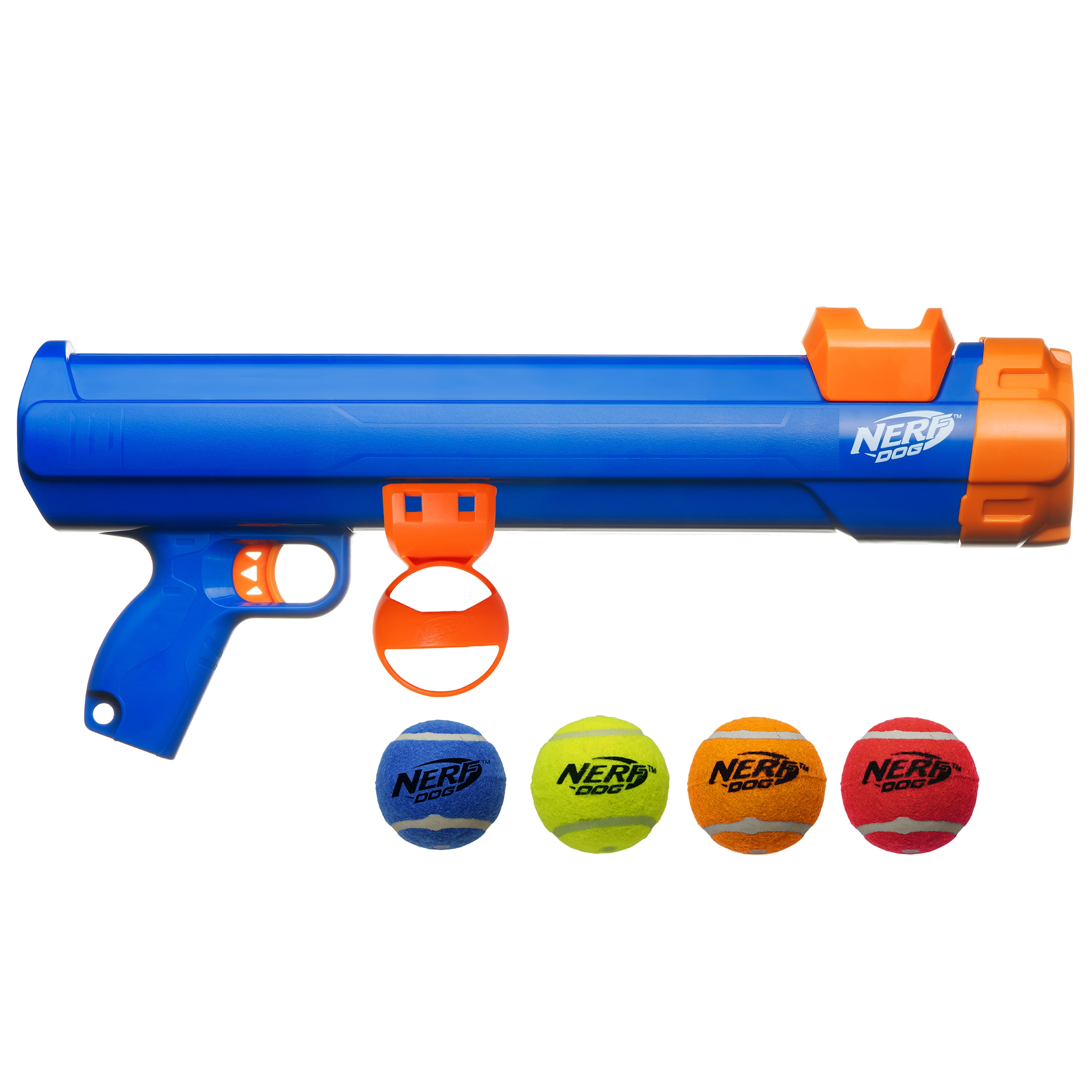 Nerf Dog Tennis Ball Blaster Dog Toy with 4 Balls & Ball Clip, 20 inch ...