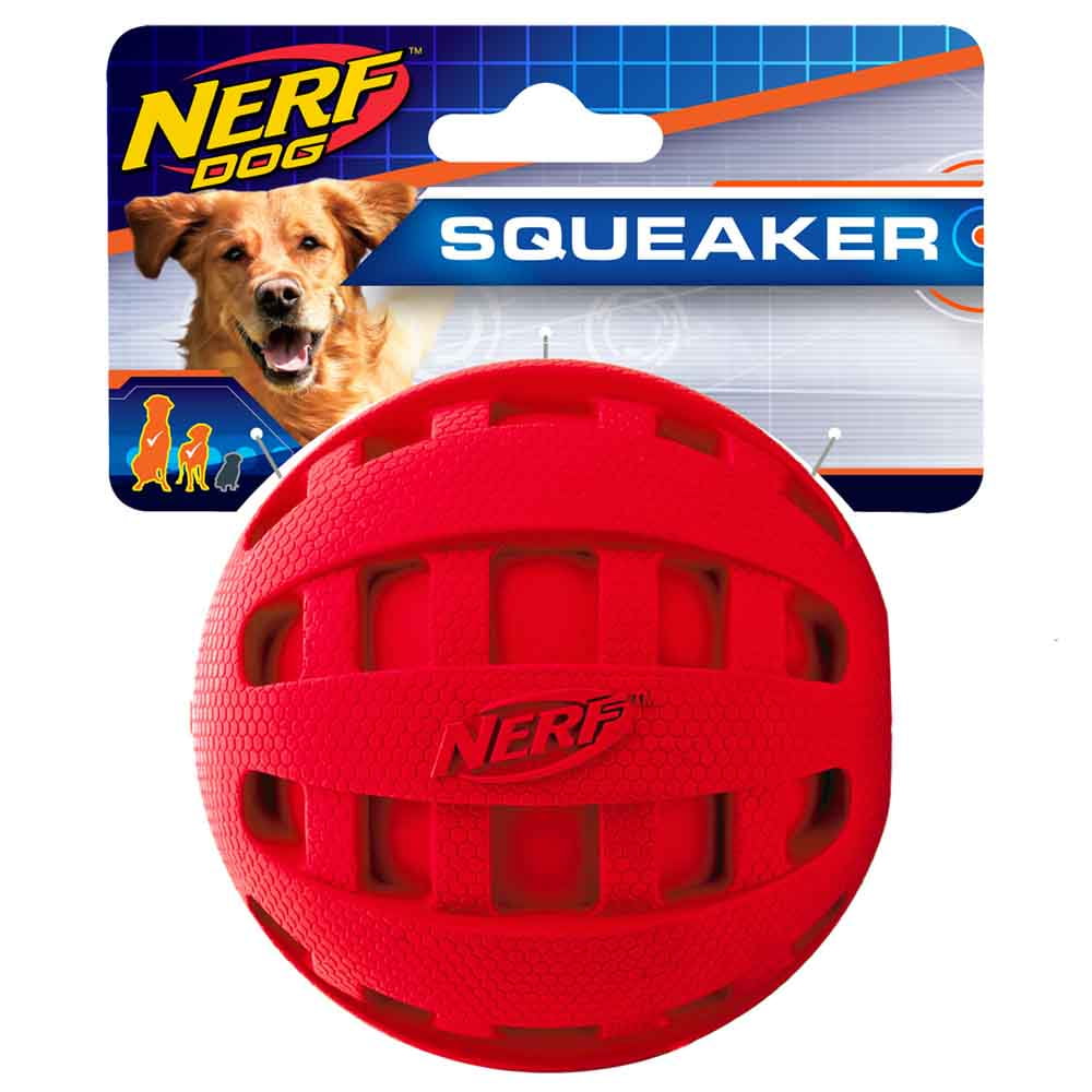 Nerf Dog 4in Checker Squeak Ball Dog Toy - Red - Walmart.com