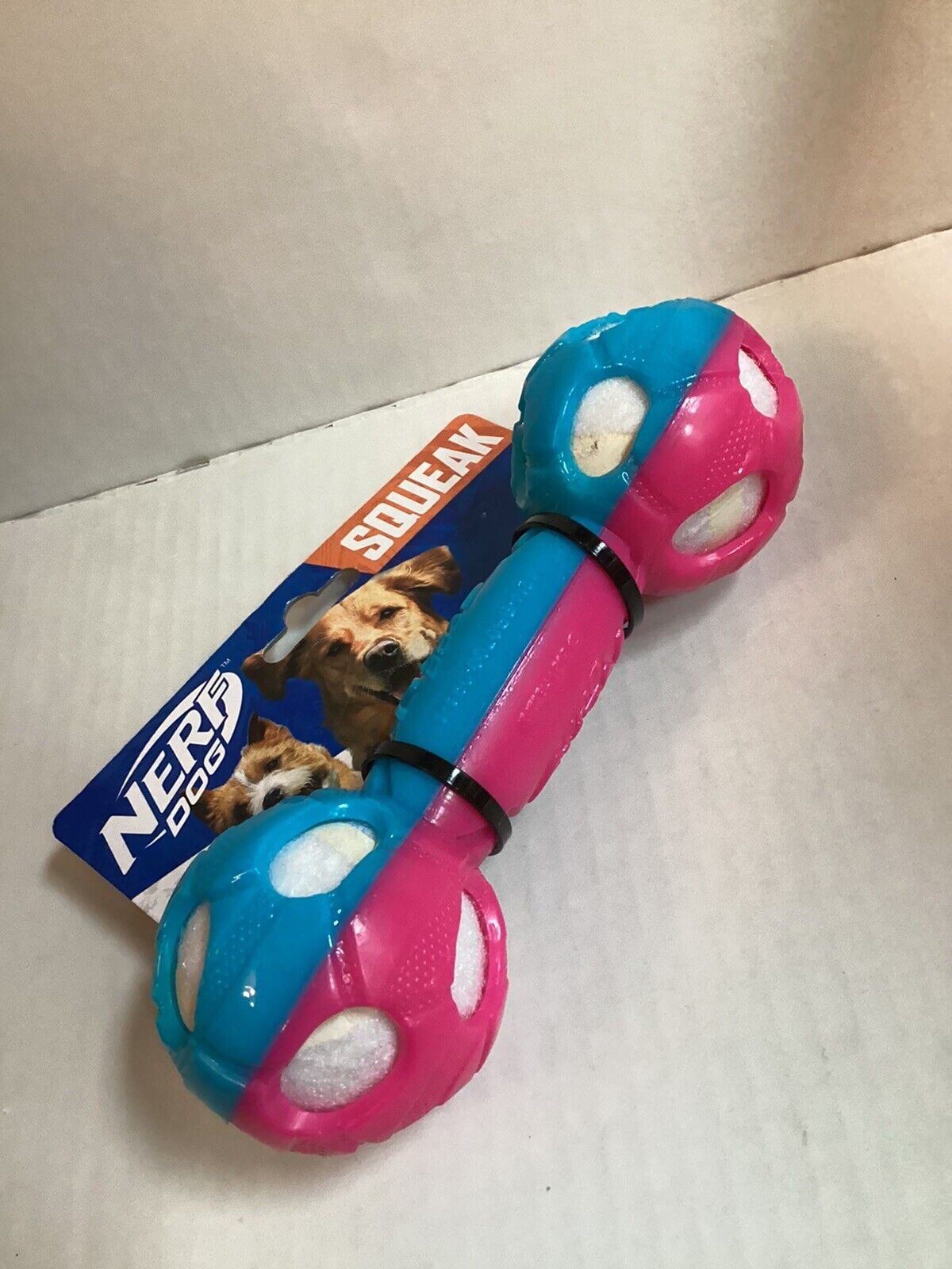 Nerf Dog - Blue/Pink Squeak Dumbbell - Dog Toy - Walmart.com