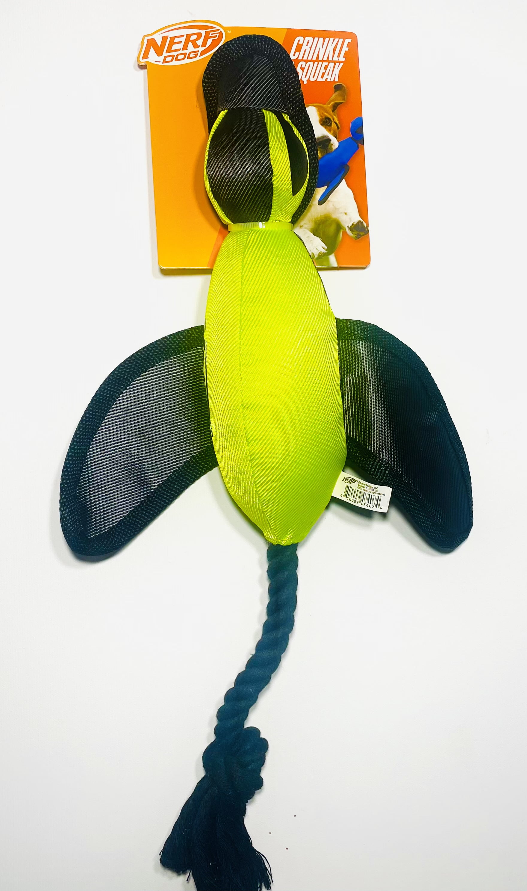 Nerf Dog Crinkle & Squeak Rope Duck, Neon Yellow - Walmart.com