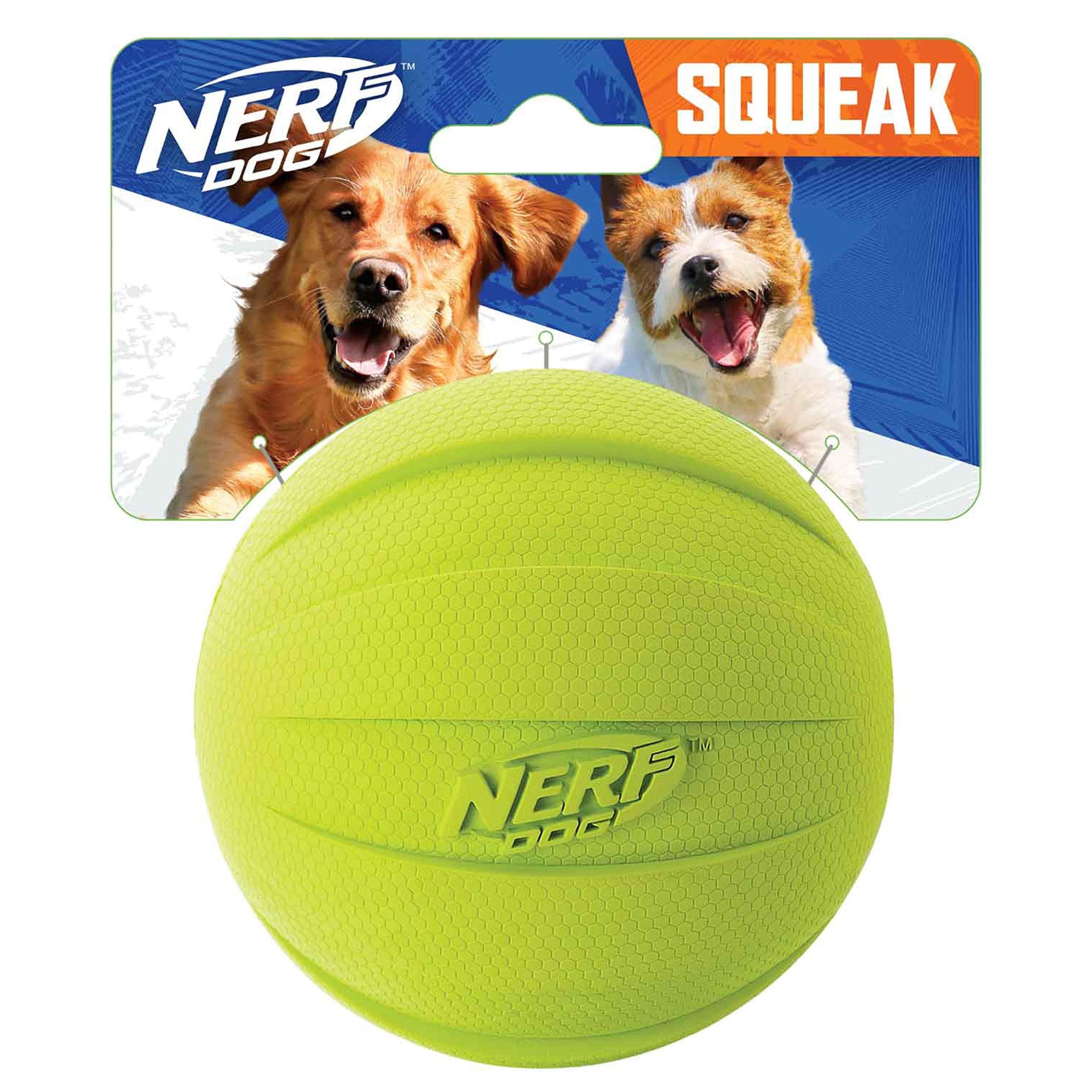 Nerf Dog Rubber Ball Dog Toy with Squeaker, Lightweight, Durable and ...