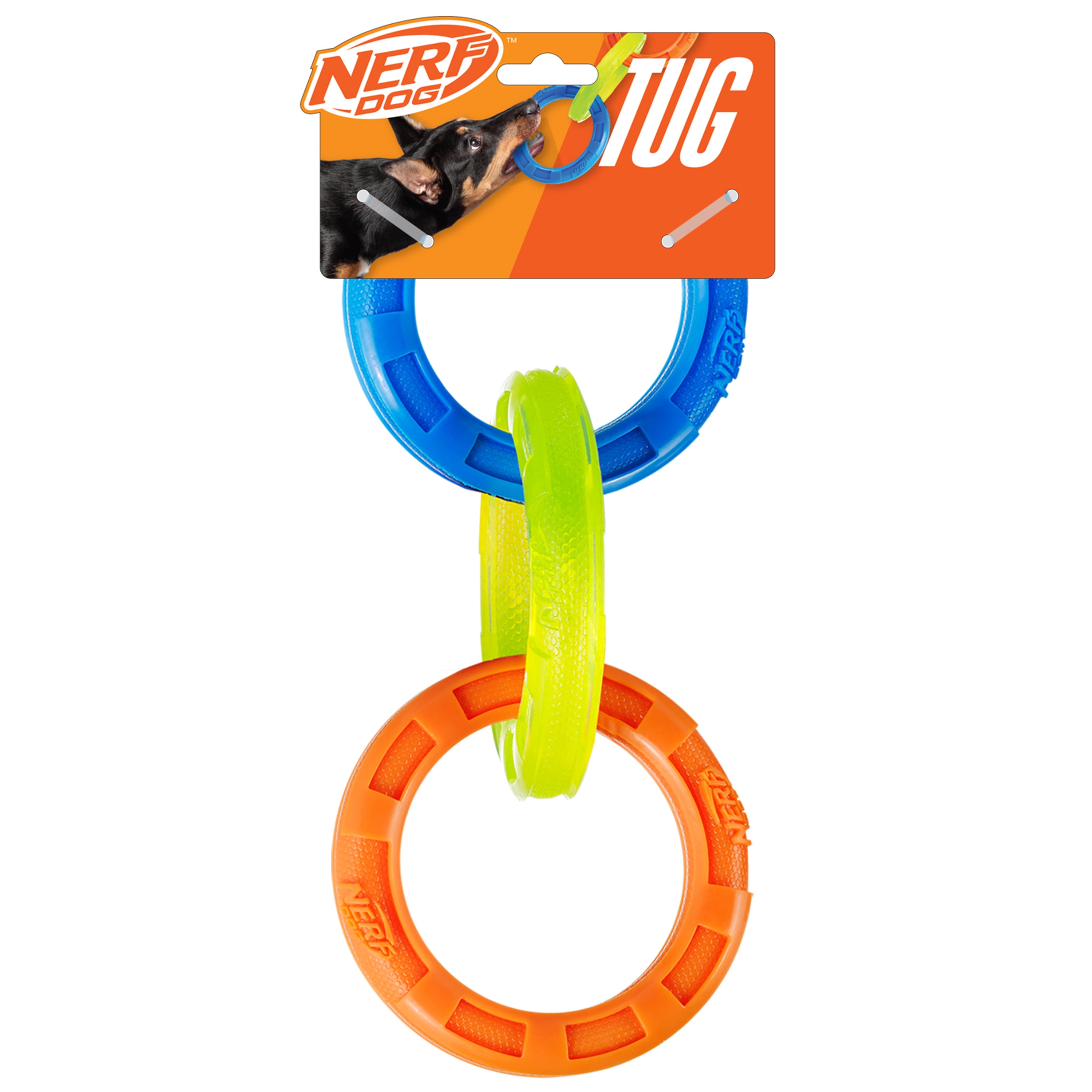 Nerf Dog TPR 3-Ring Tuff Tug Dog Toy for Medium/Large Dogs, 10.5 ...