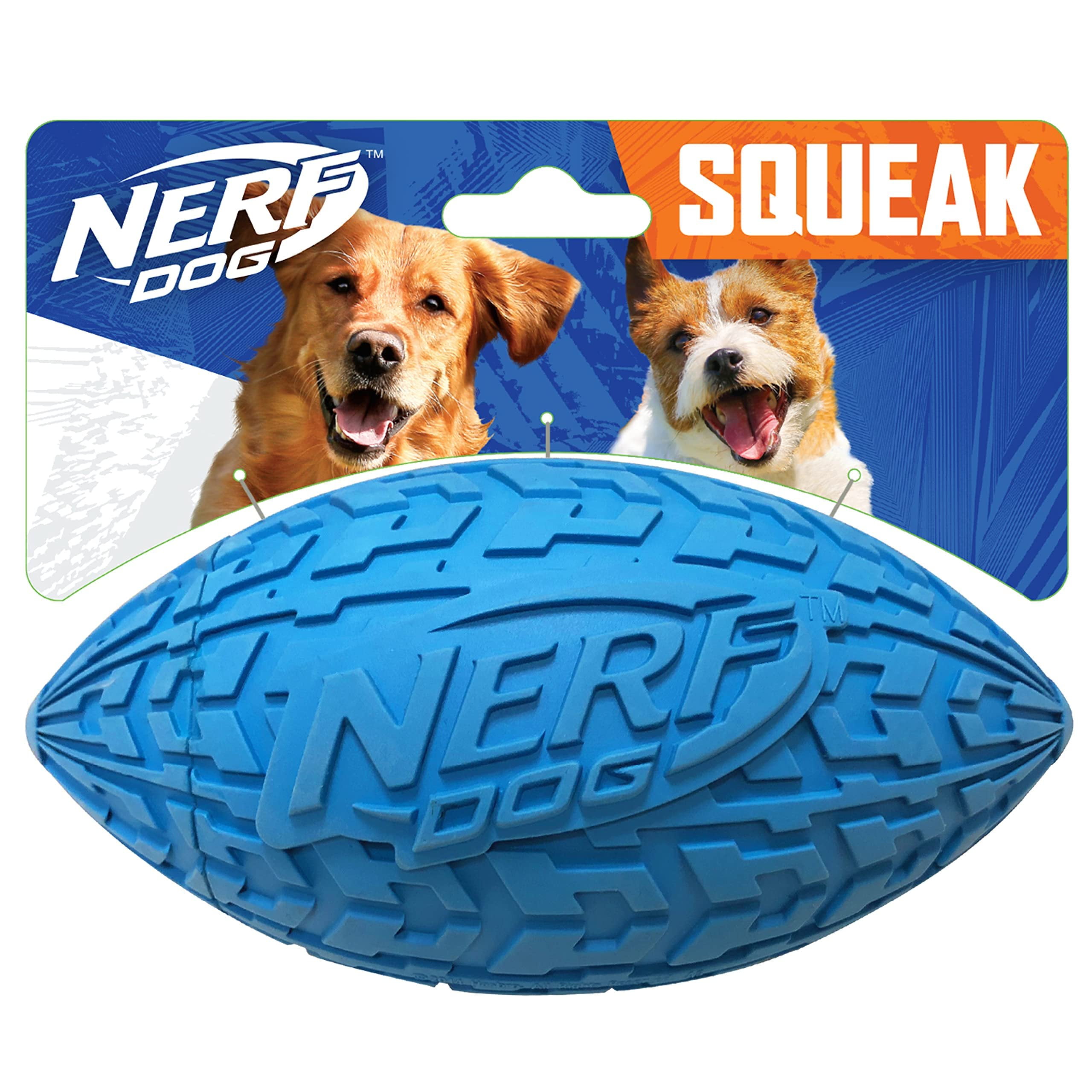 Nerf Dog Tire Football Dog Toy with Interactive Squeaker, Lightweight ...