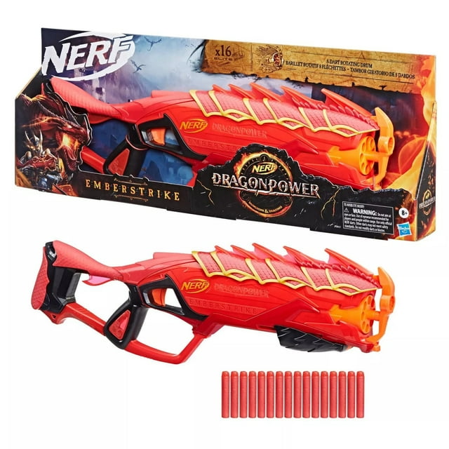 Nerf DragonPower Elite Emberstrike 8-Dart Rotating Drum Blaster with ...