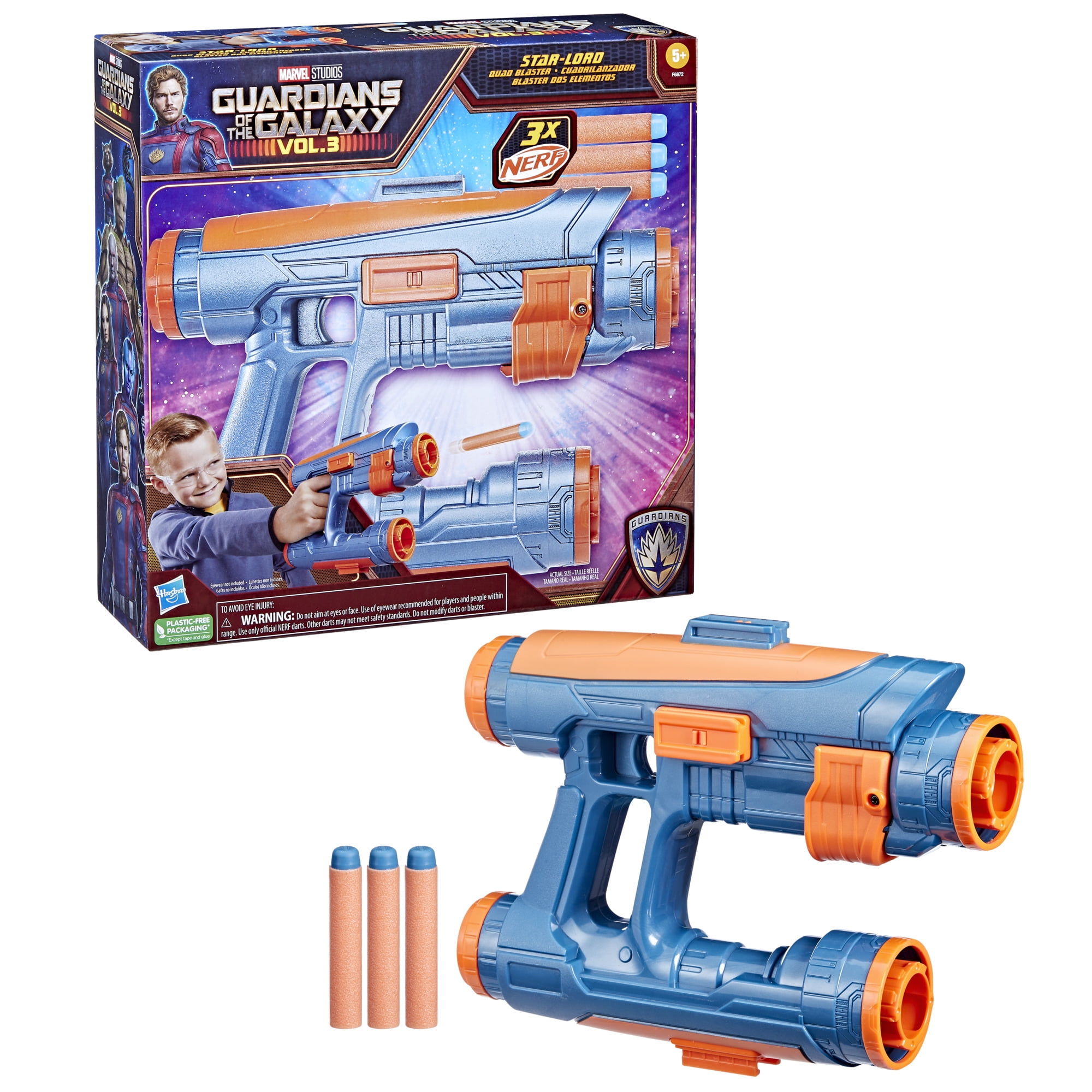 Free Shipping! Marvel Nerf Star-Lord Quad Blaster Kids Toy with 3 Darts ...