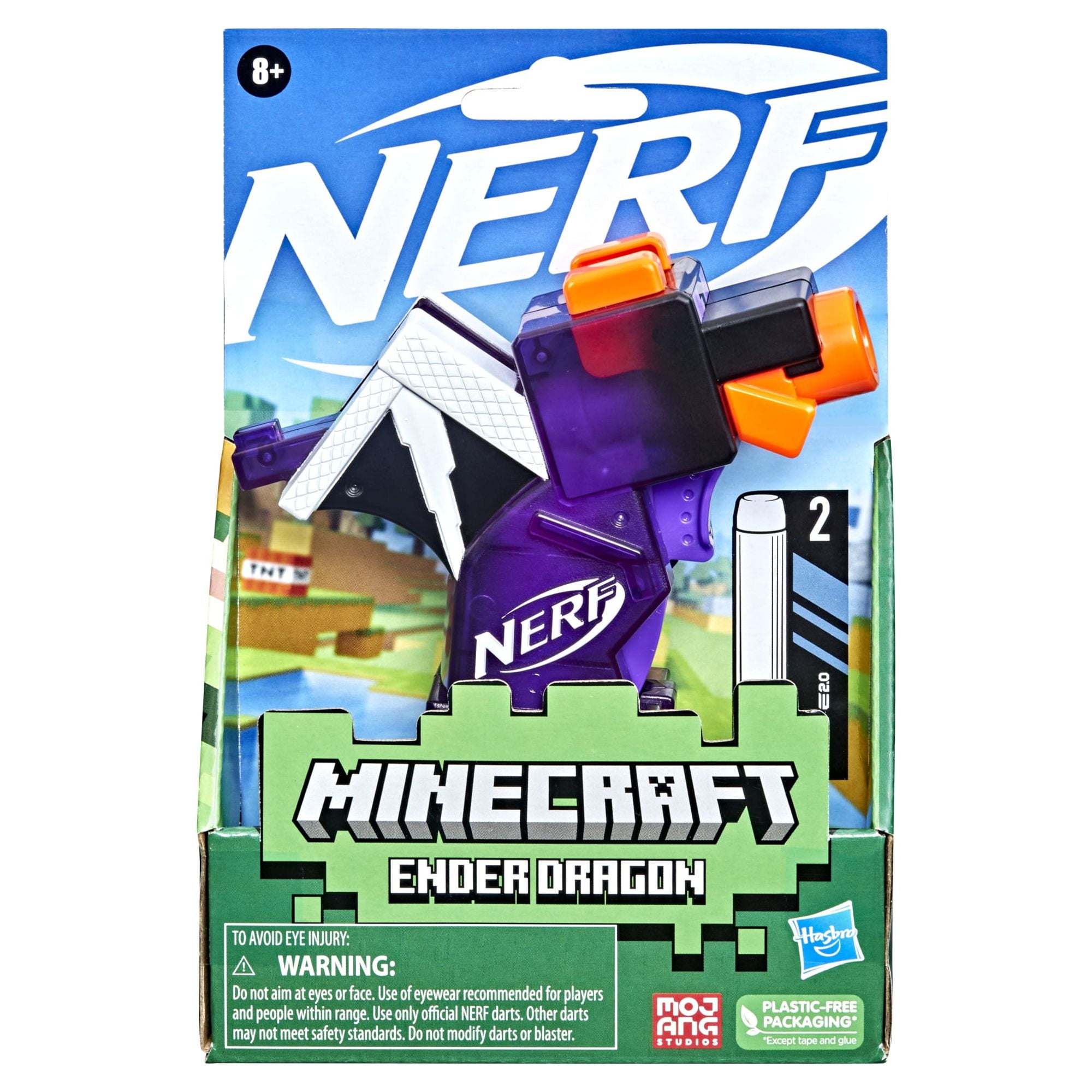 Nerf MicroShots Minecraft Ender Dragon Mini Toy Blaster with 2 Darts ...
