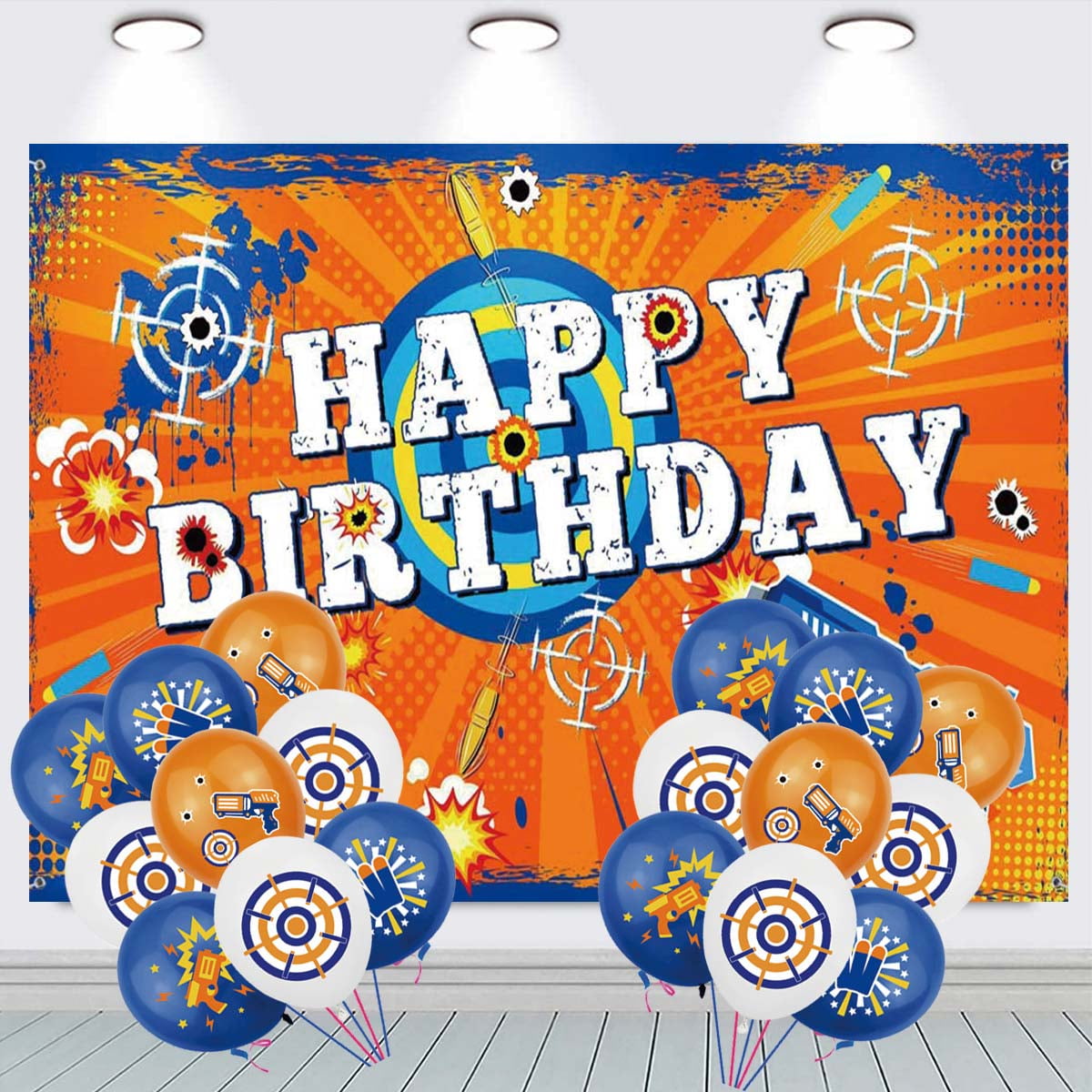 Nerf Party Decorations Backdrop Banner Balloons Taspestry Wall Decor ...