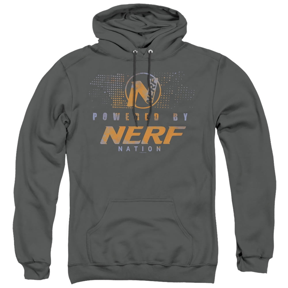 Nerf Powered By Nerf Nation Adult Pullover Hoodie Sweatshirt Charcoal ...