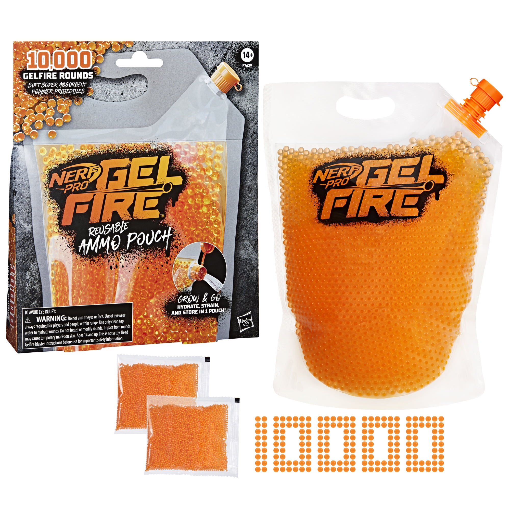 Nerf Pro Gelfire Water Beads Gel Blaster Reusable Refill Pouch, 10,000 ...