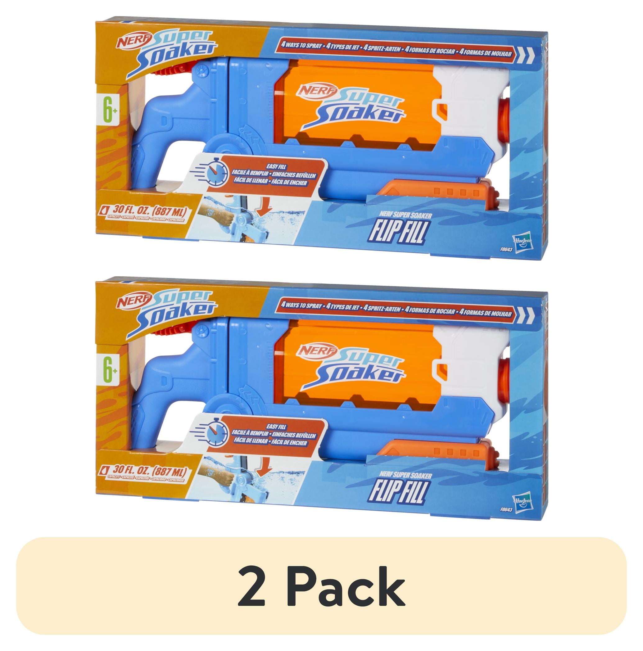 (2 pack) Nerf Super Soaker Flip Fill Water Blaster, Fast Fill, 30 Fluid ...