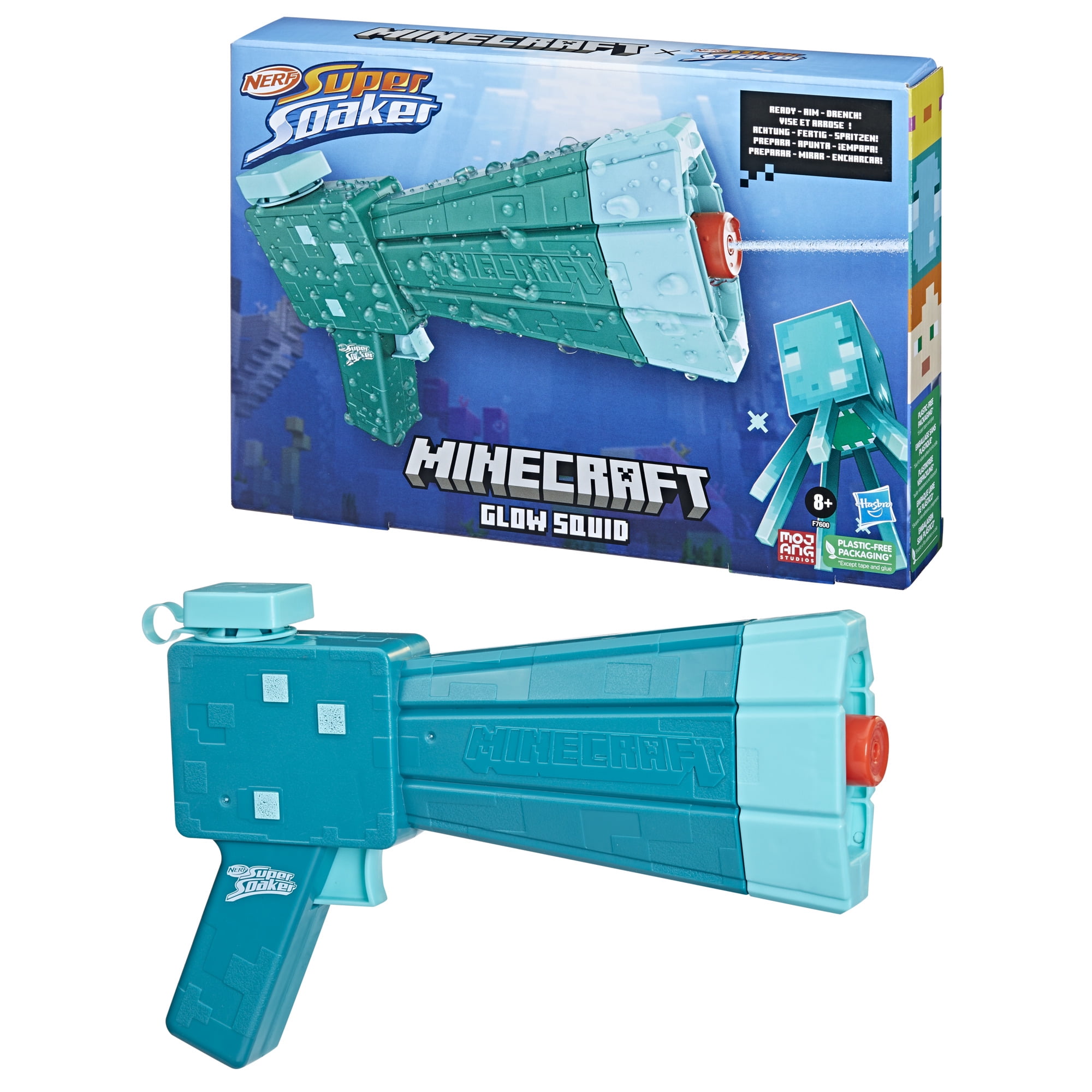 Nerf Super Soaker Minecraft Glow Squid Kids Toy Outdoor Water Blaster ...