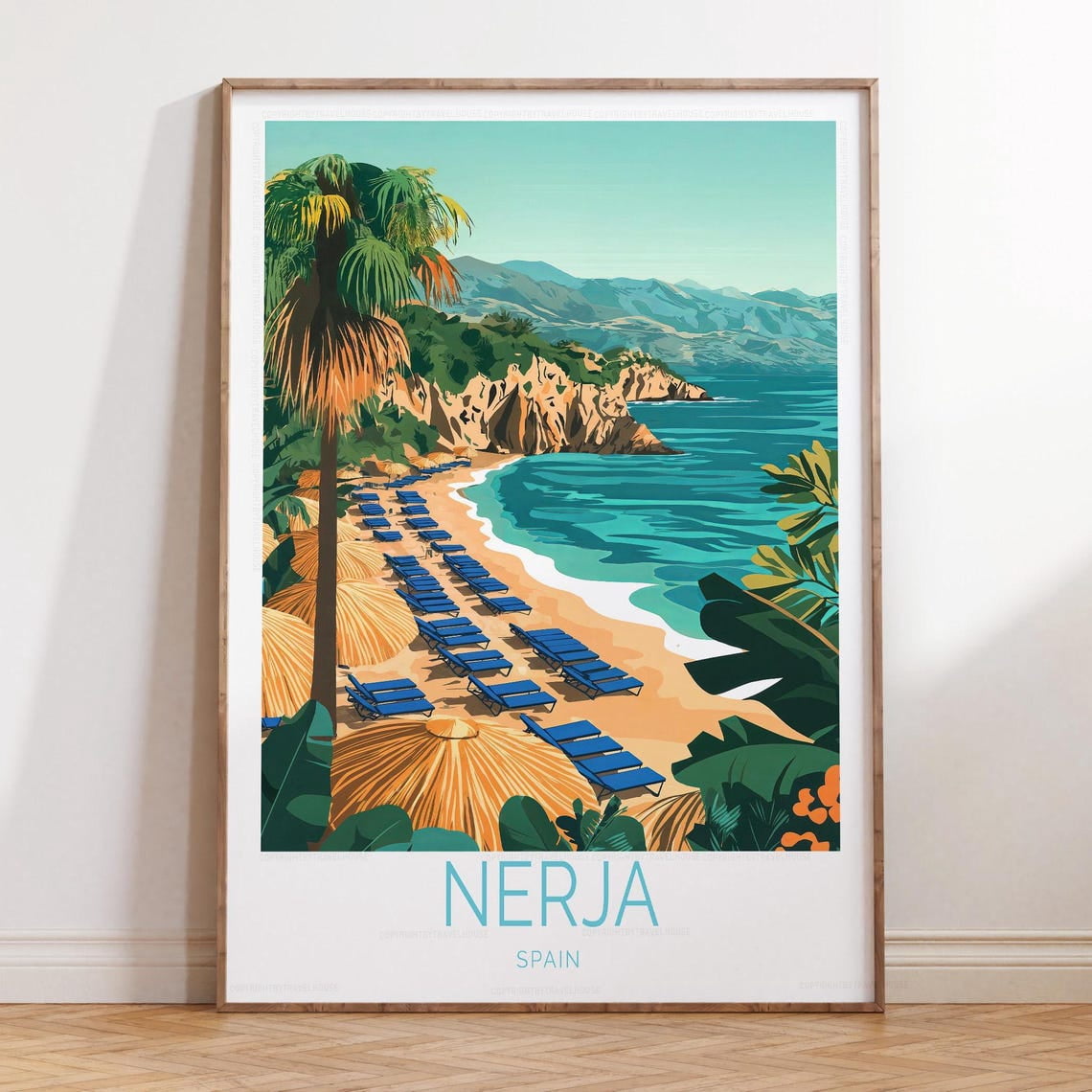 Nerja Spain Traditional Spanish Town Wall Art, Stretched Canvas Size ...