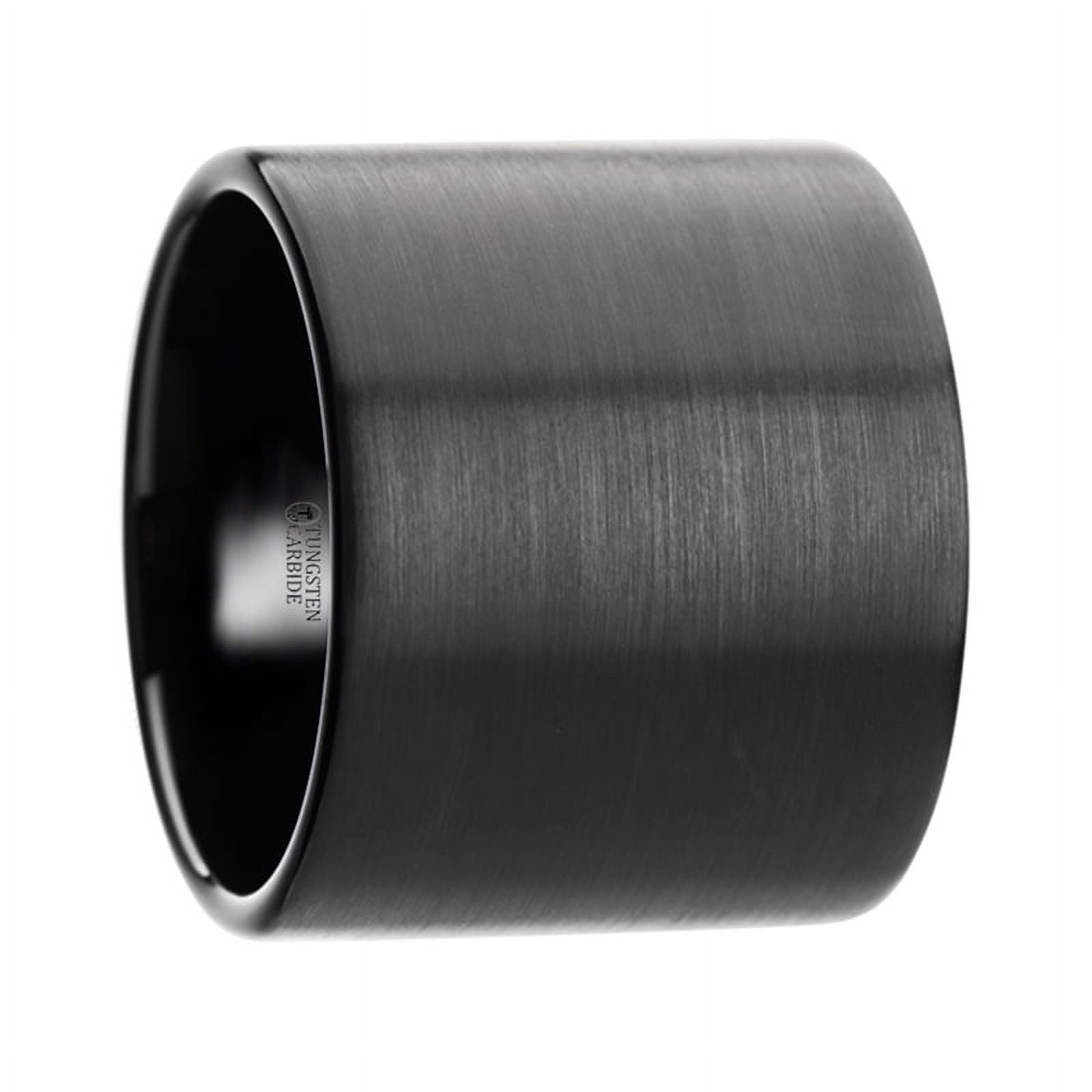 Nero Flat Pipe Cut Black Tungsten Carbide Ring With Brushed Finish ...