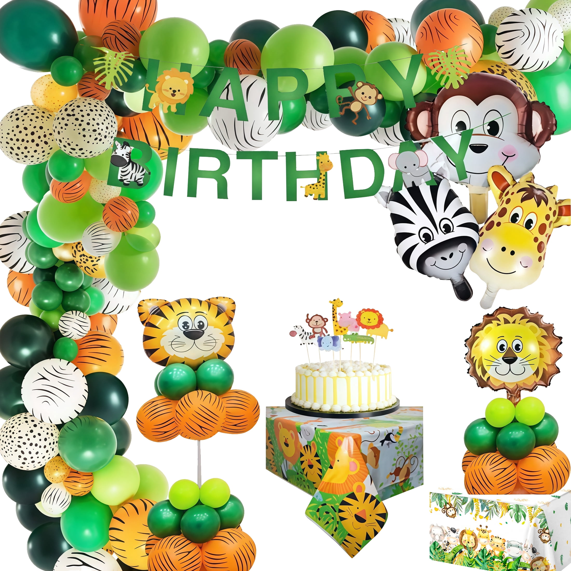 Nerooy Birthday Decorations, Wild Jungle Theme Party Supply Animal ...