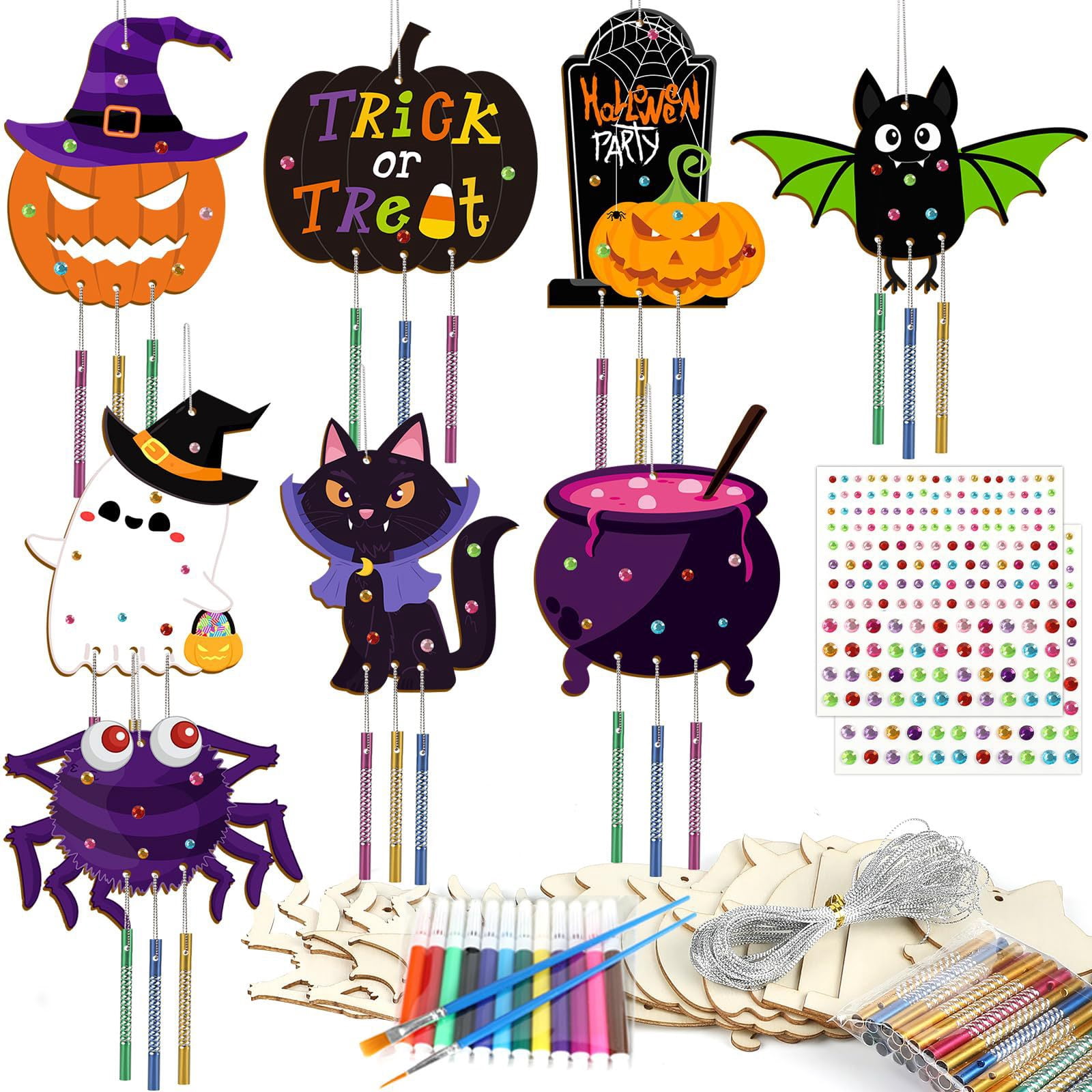 Nerooy Halloween Wind Chime Kits Crafts for Kids Make Your Own Ghost ...