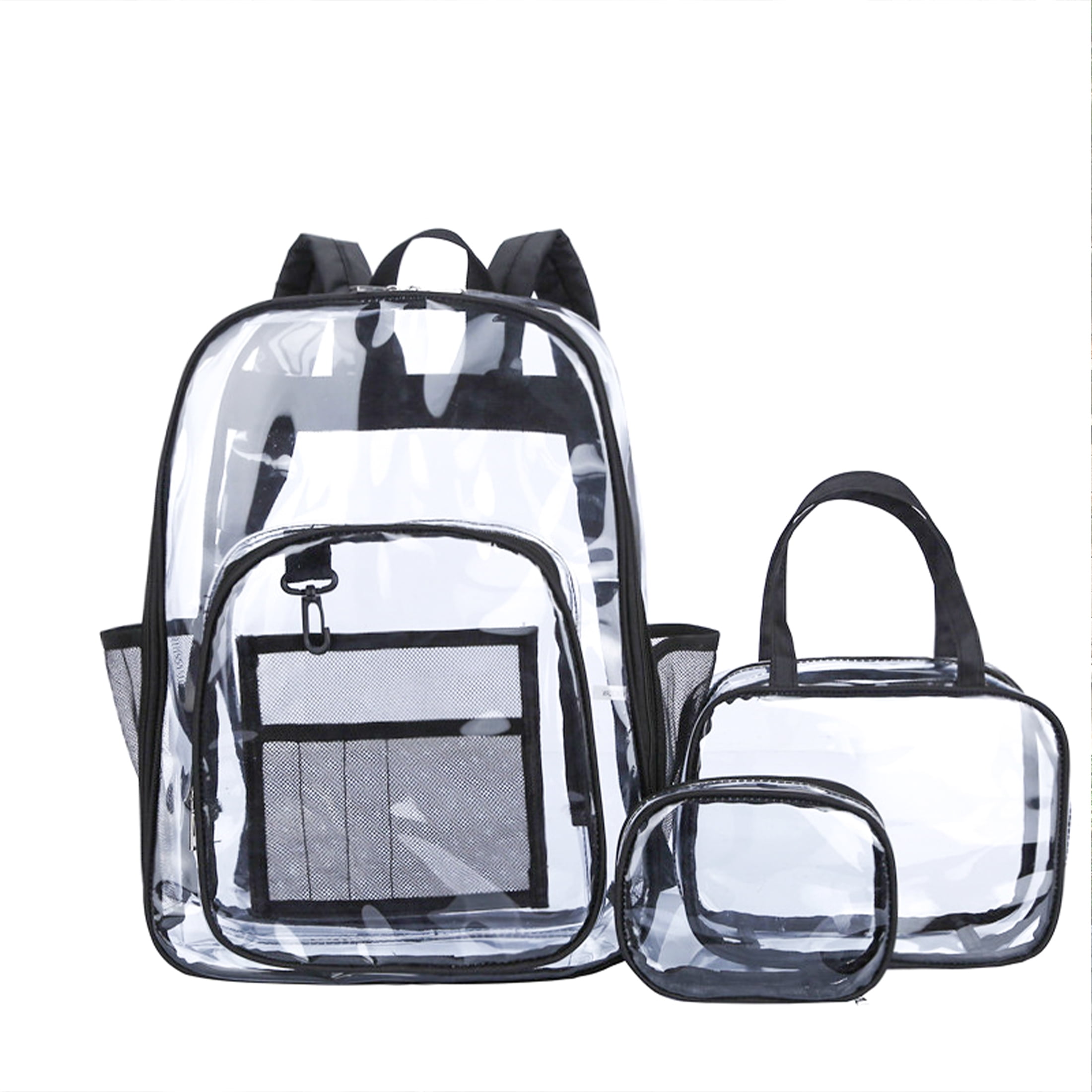 Nerooy Transparent Large Clear Three piece backpack set 17 x 12 x 6 ...